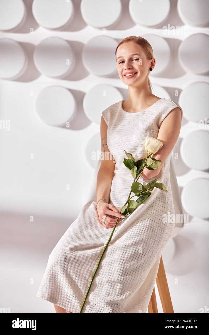 Young and beautiful girl without hand - disabled, look - woman Stock ...