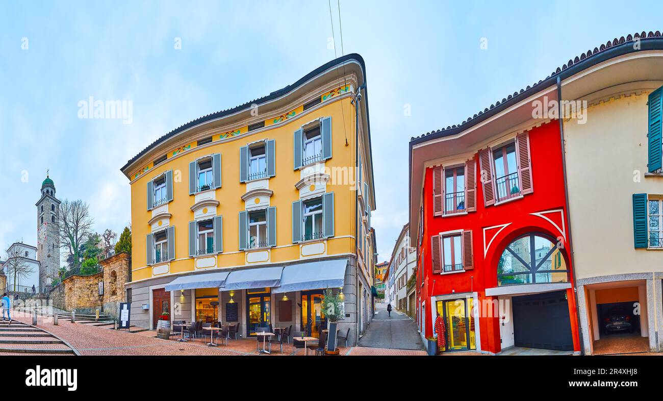 Panorama of the scenic old houses and San Lorenzo Cathedral on Via ...