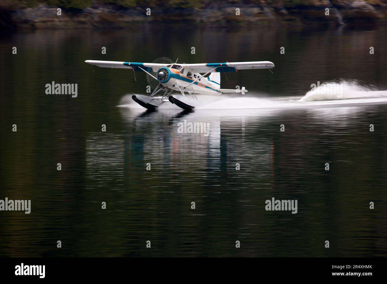 Seaplane lands in Rudyard Bay, Misty Fiords National Monument, Alaska ...