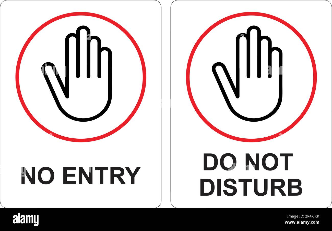 No Entry Or Do Not Disturb Hand Sign On White Background Stock Vector