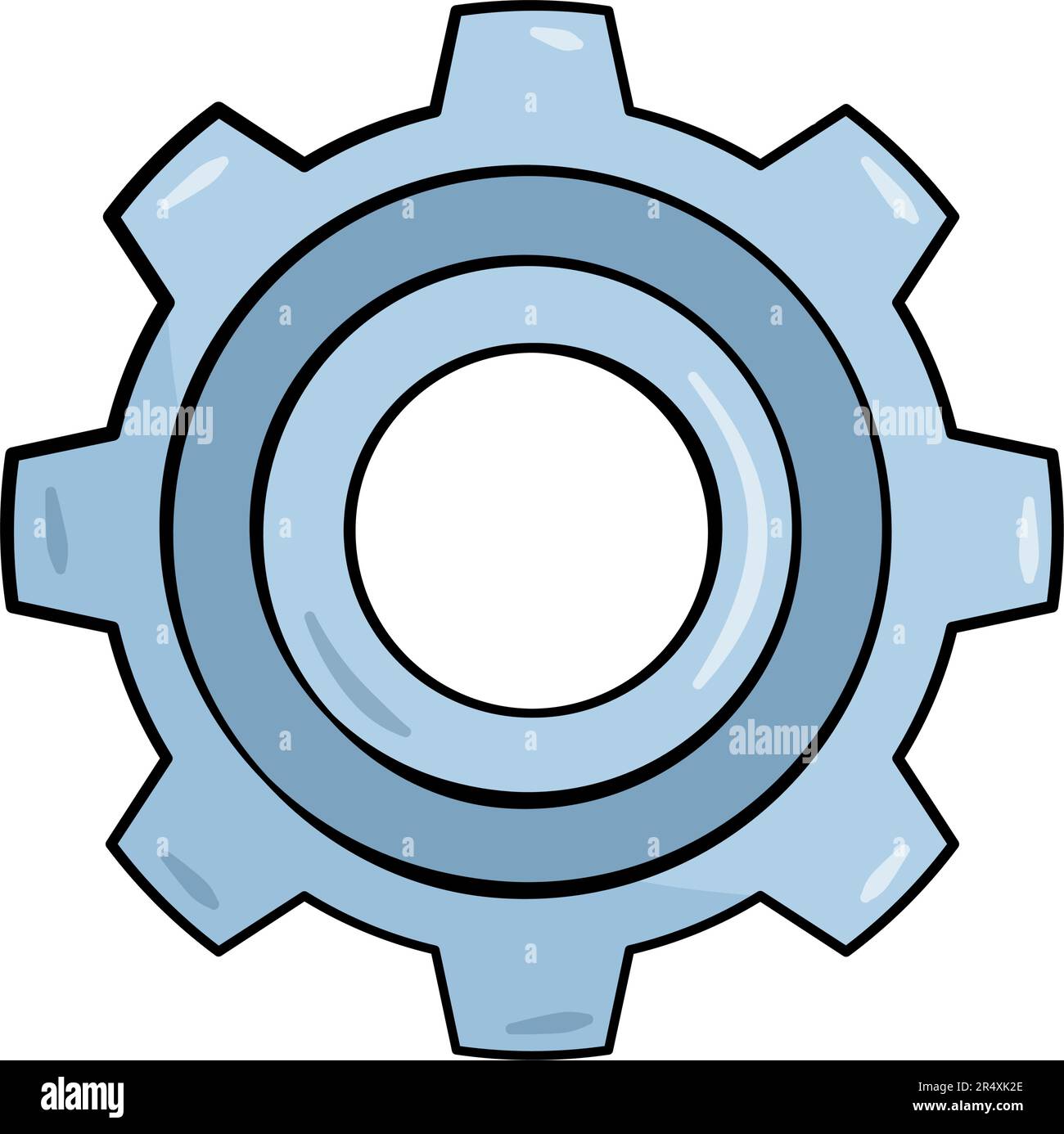 Blue cogwheel. Icon. Cartoon. Vector illustration. Isolated on white ...