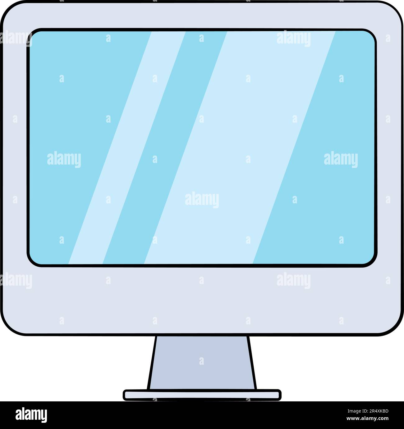 Computer All-in-One with blank screen. Icon. Cartoon. Vector ...