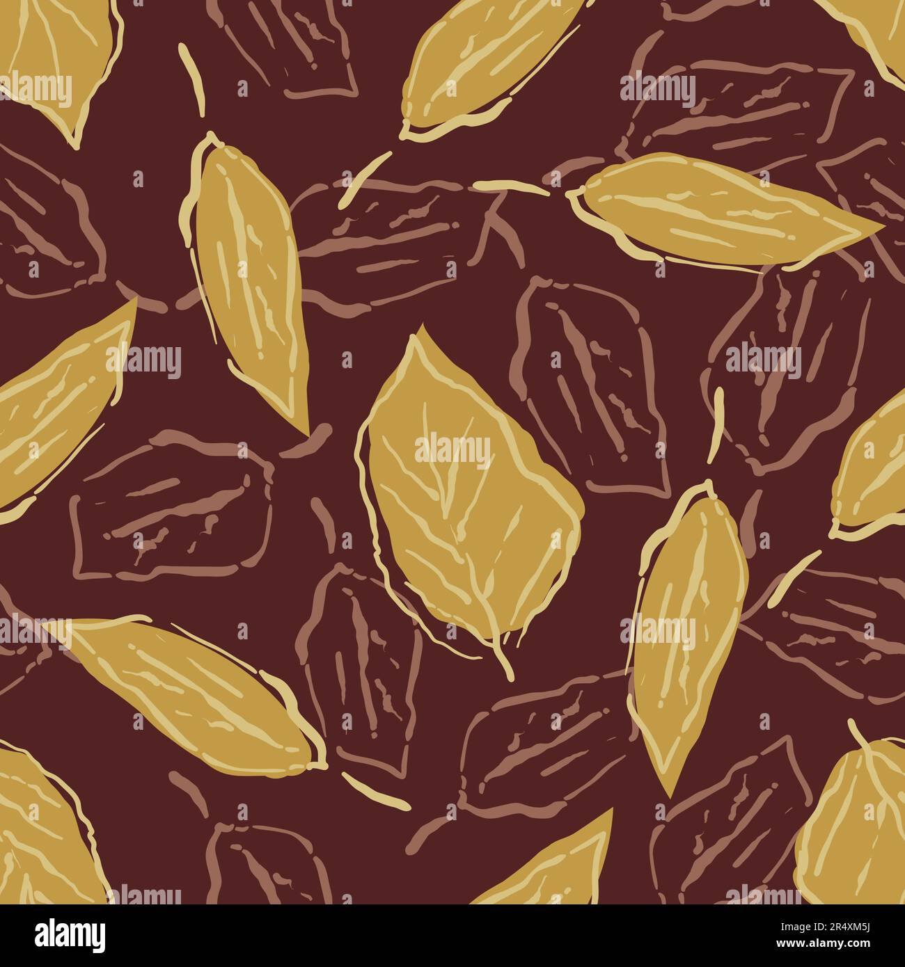 Mid century modern style scattered leaves seamless vector pattern ...