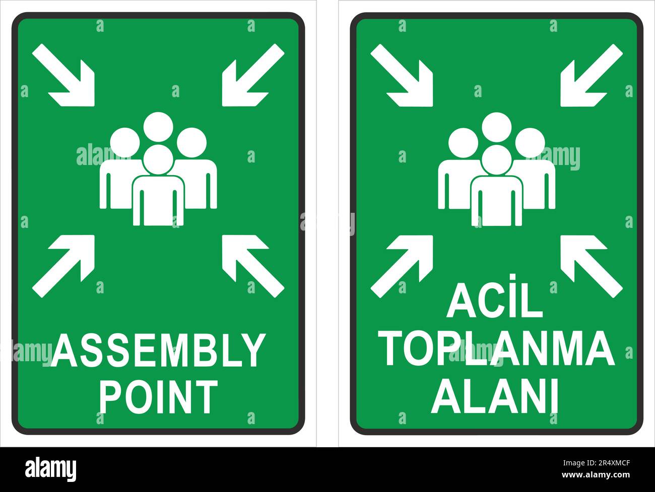 Assembly Point vector sign, fire emergency meeting area (English and ...