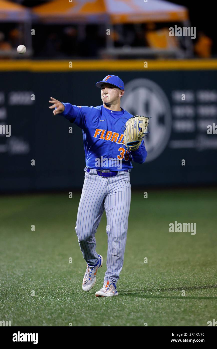 Florida Gators left fielder Wyatt Langford (36) warms up between ...