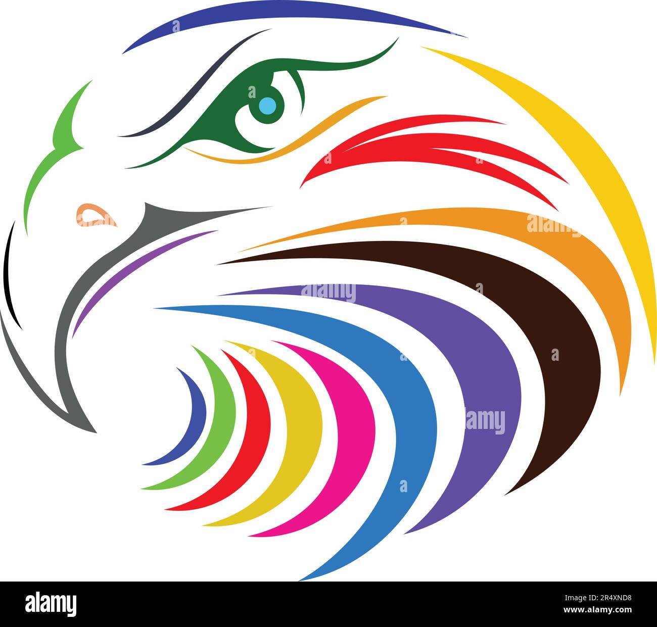 Colorful Eagle Hawk Vector Silhouette. Portrait logo colorful design ...