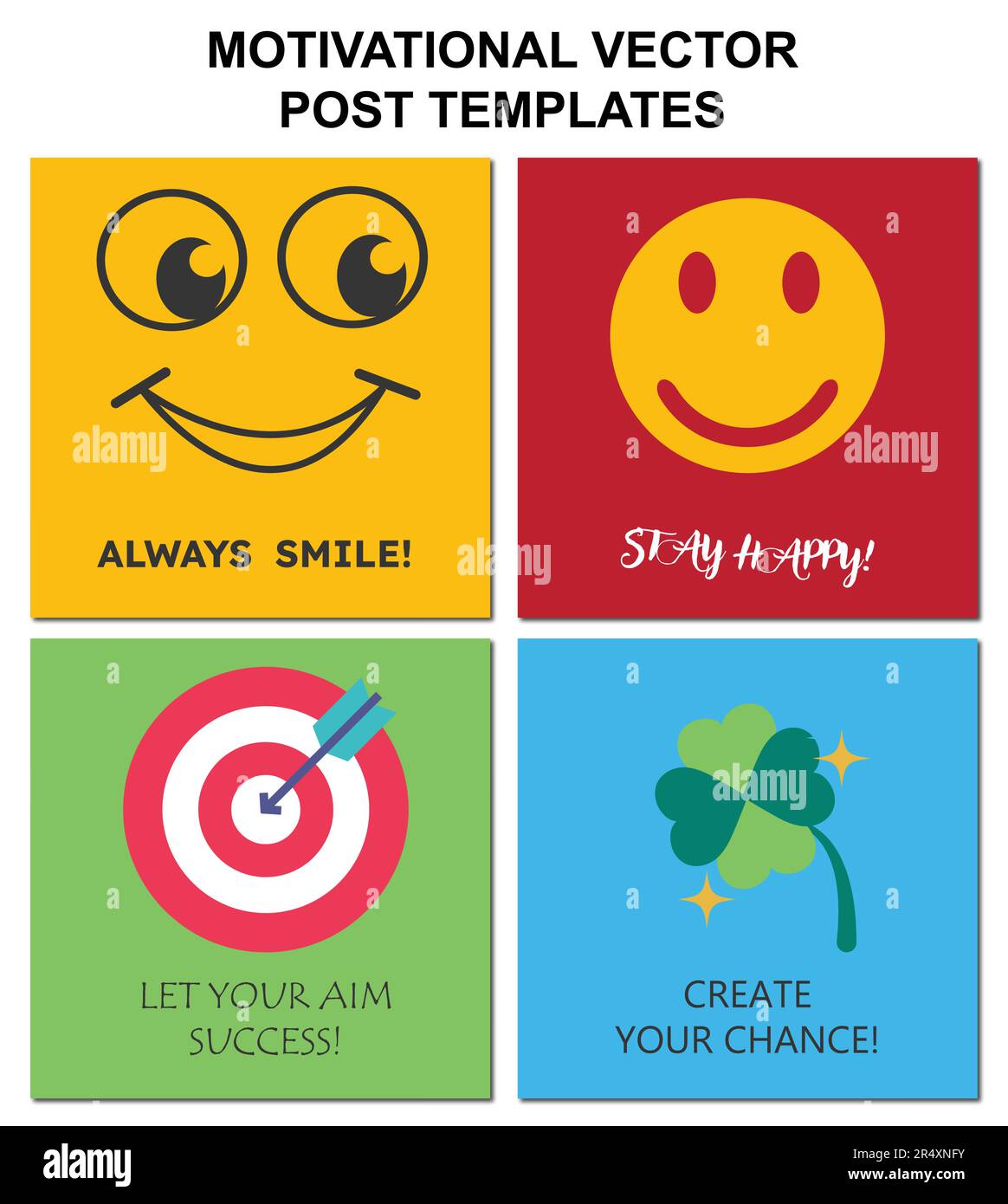 Motivational Vector Post Templates. 4 Different Vector Social Media ...