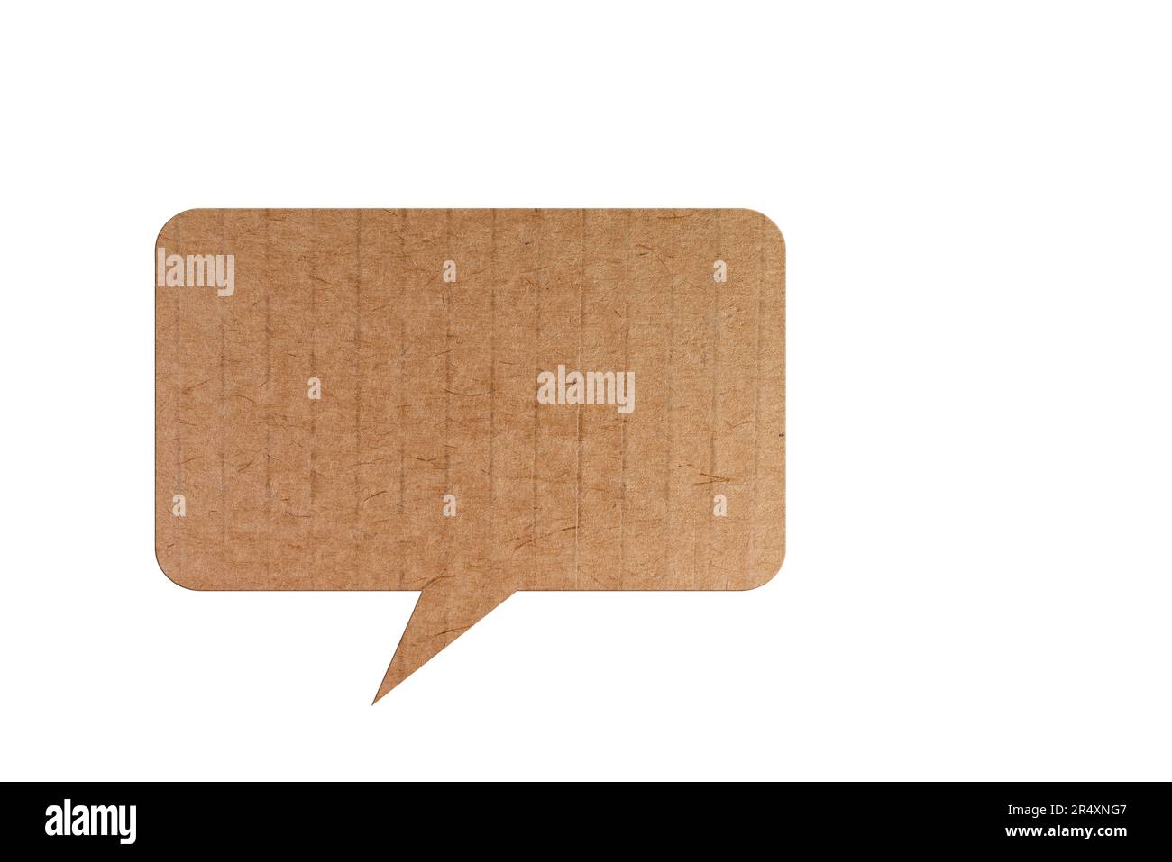 Cardboard box speech bubble against white background, 2D illustration ...