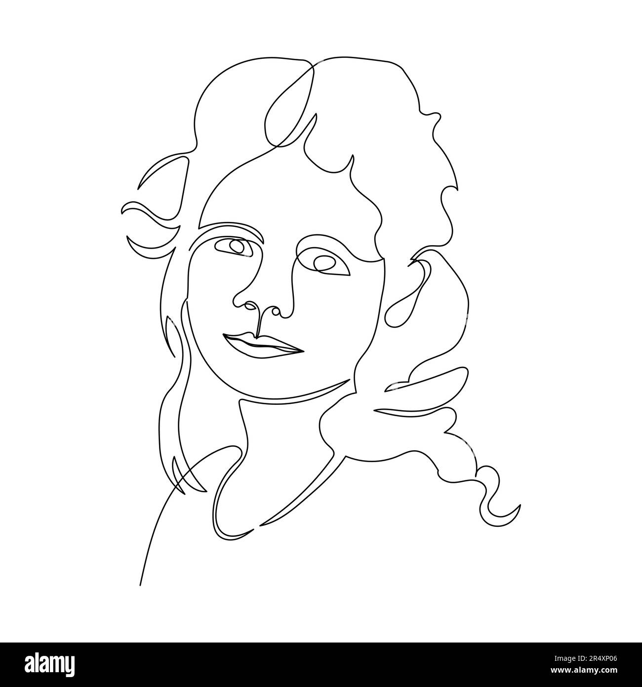 Abstract portrait of a woman in continuous line style. Illustration for ...