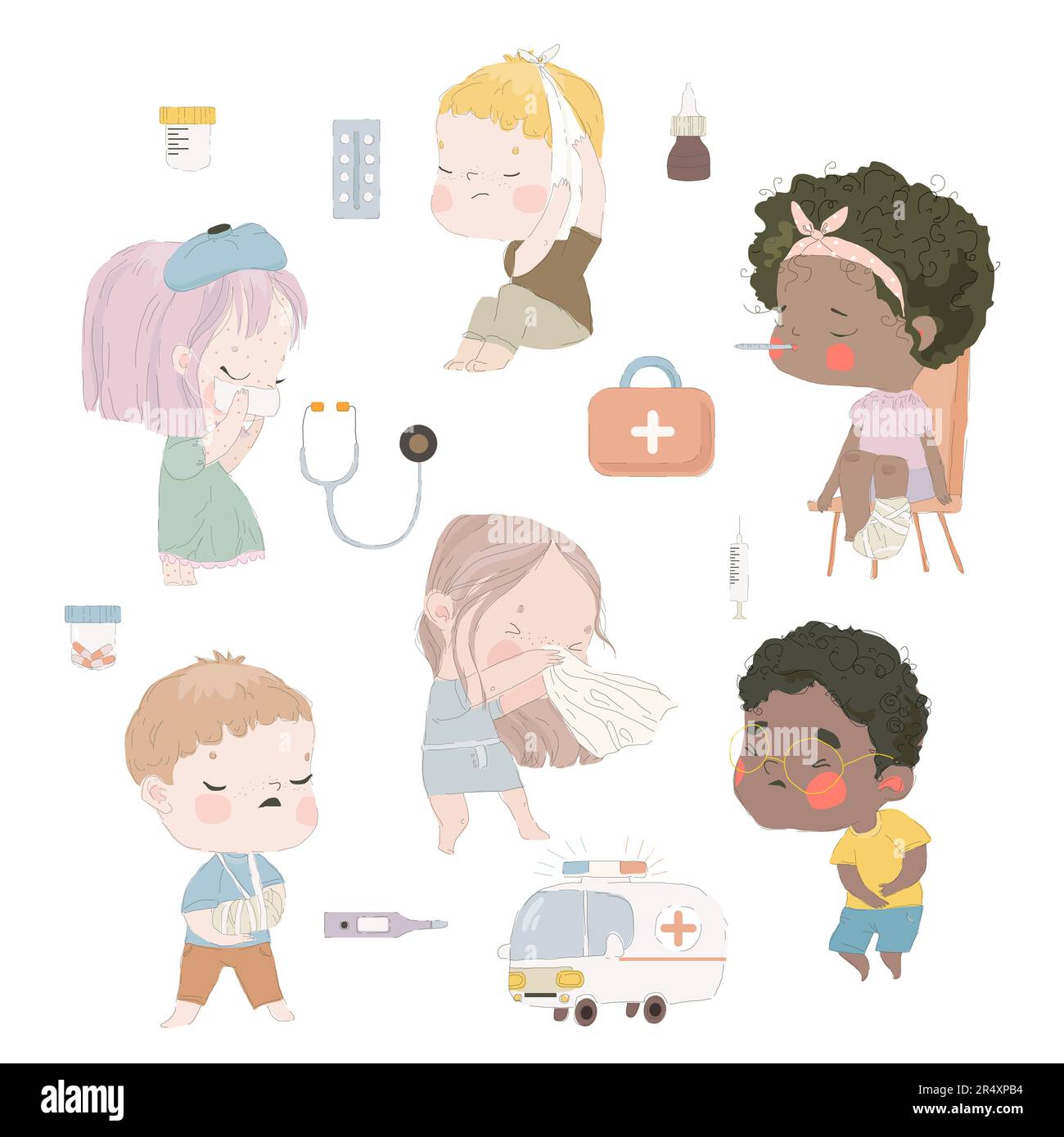 Cute Sick Cartoon Girl