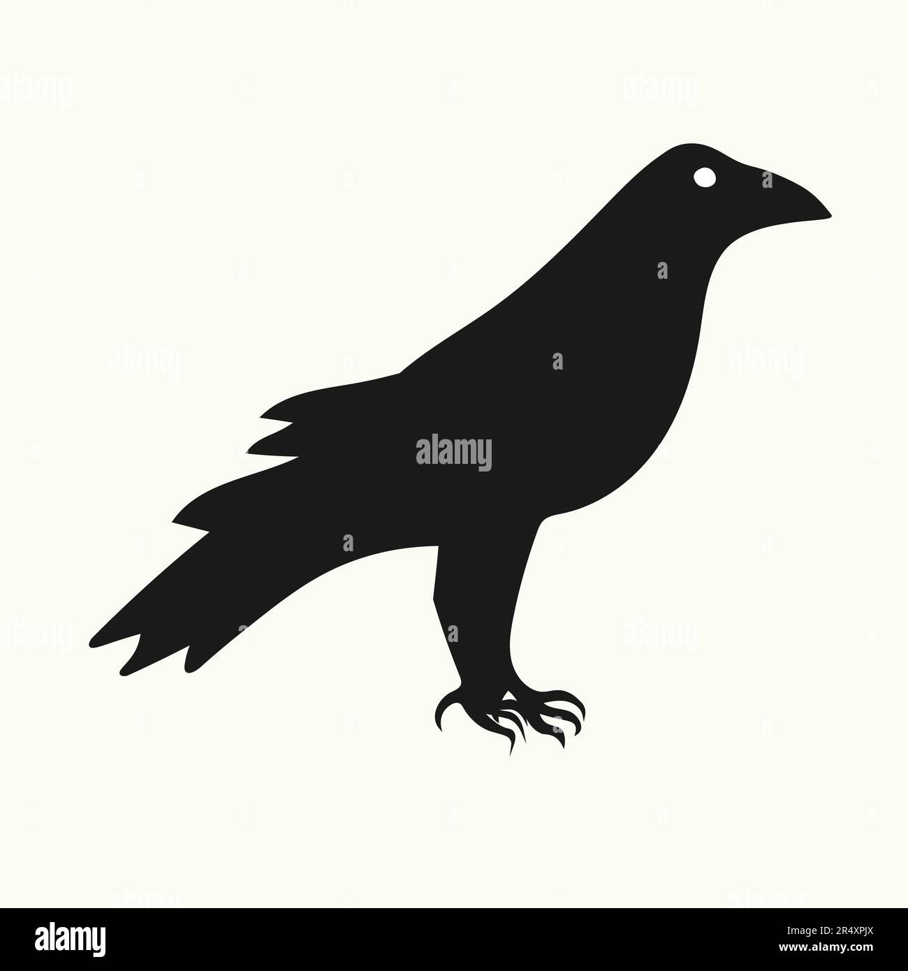 Hand-drawn black silhouette of a raven. Vector illustration Stock ...