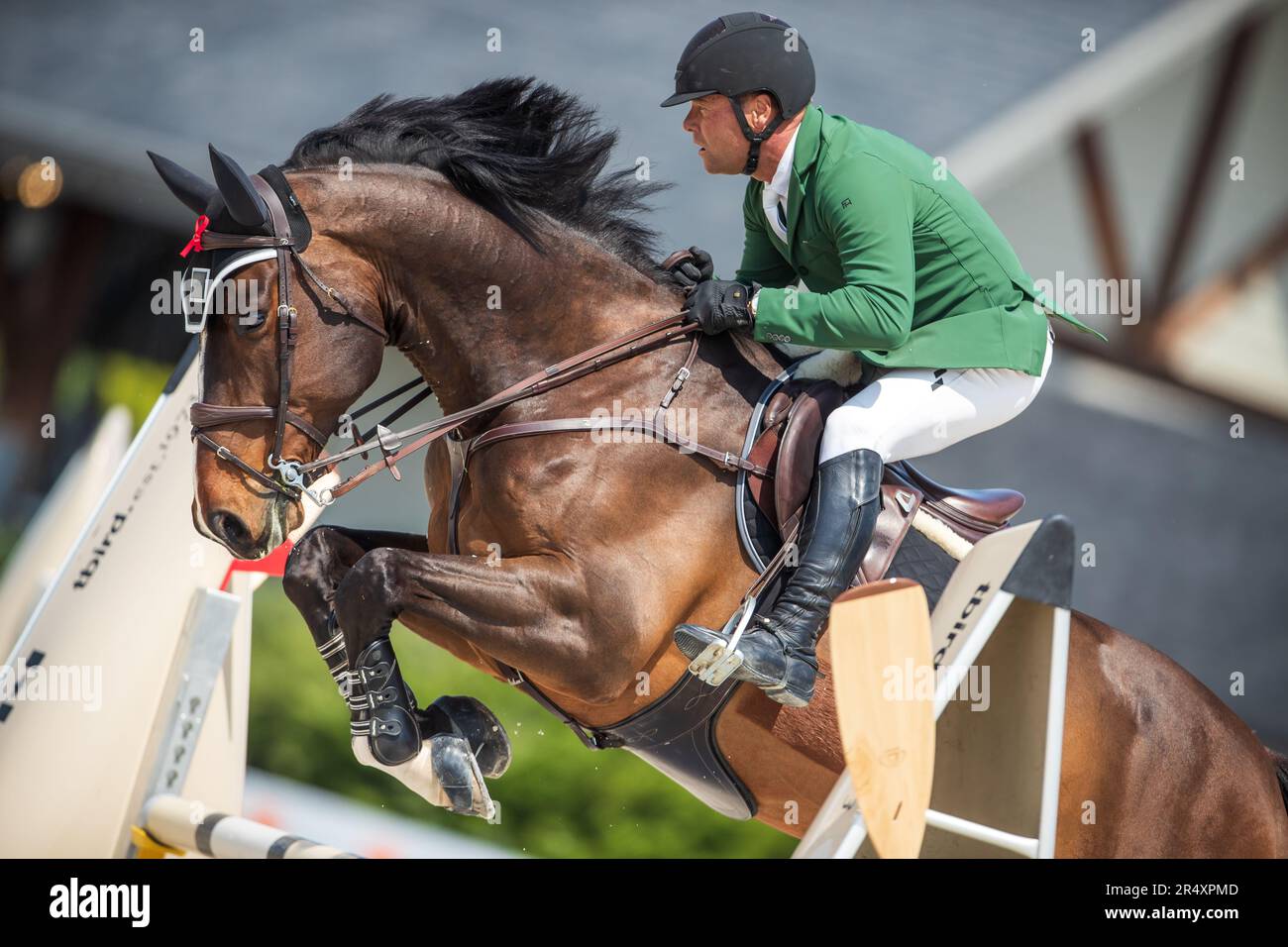 Kyle King of the USA competes during a Major League Show Jumping event ...