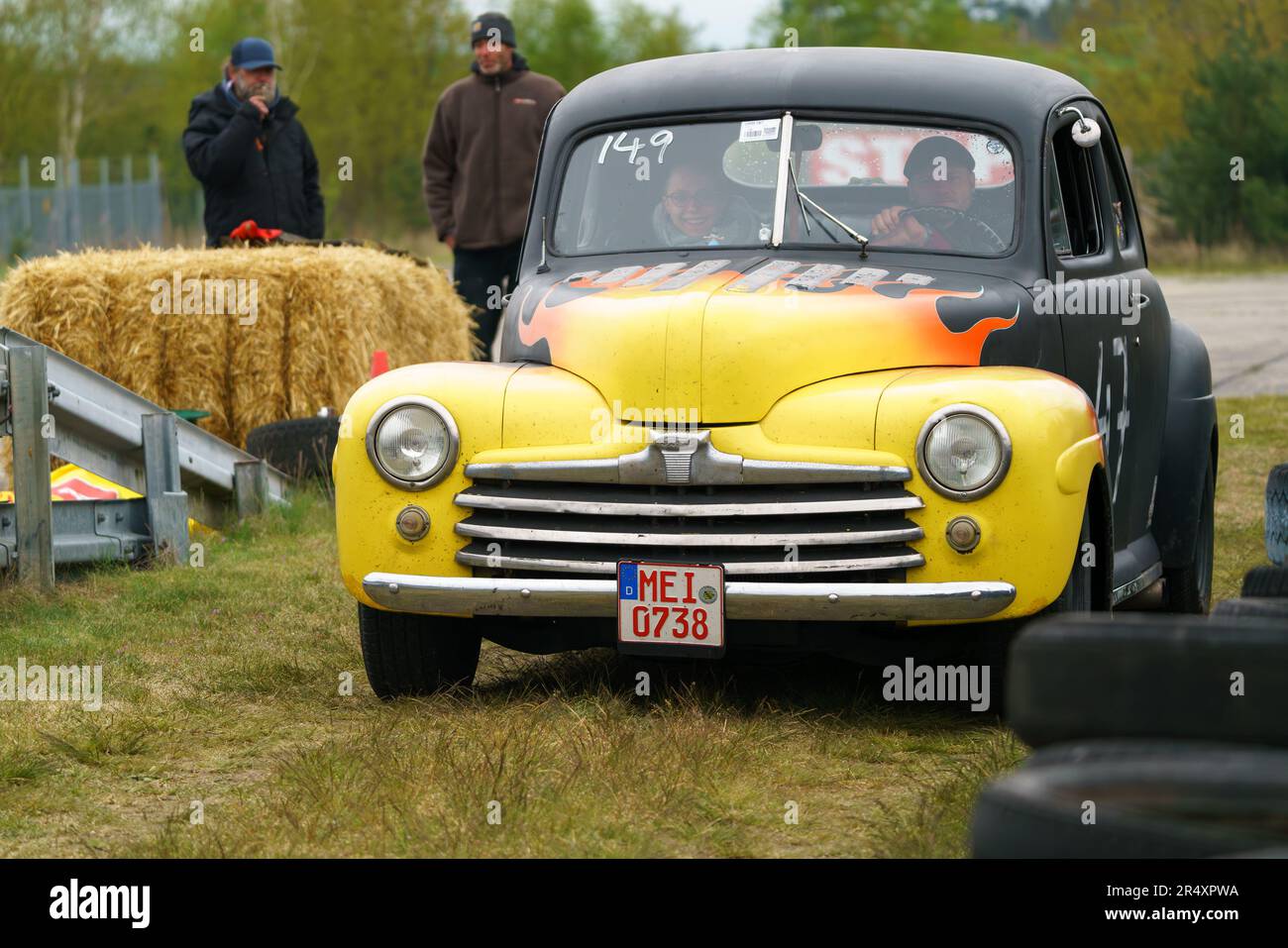 FINOWFURT, GERMANY - MAY 06, 2023: Hot rod on based Ford Deluxe Coupe ...