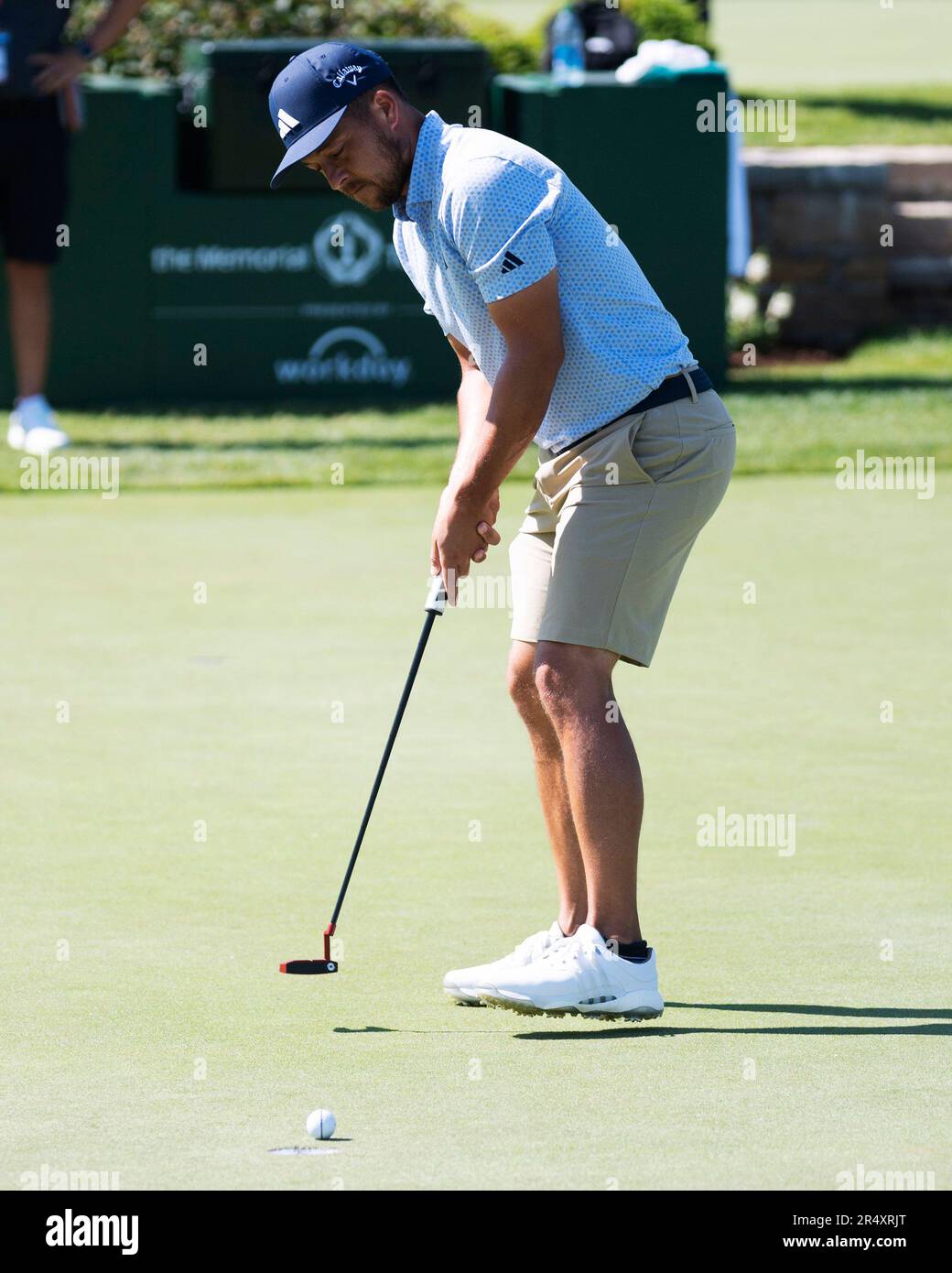 Dublin, Ohio, USA. 30th May, 2023. Xander Schauffele putts on the ...