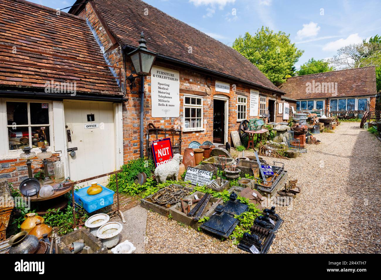 Antiques displayed outside Below Stairs antique shop in Hungerford, a ...