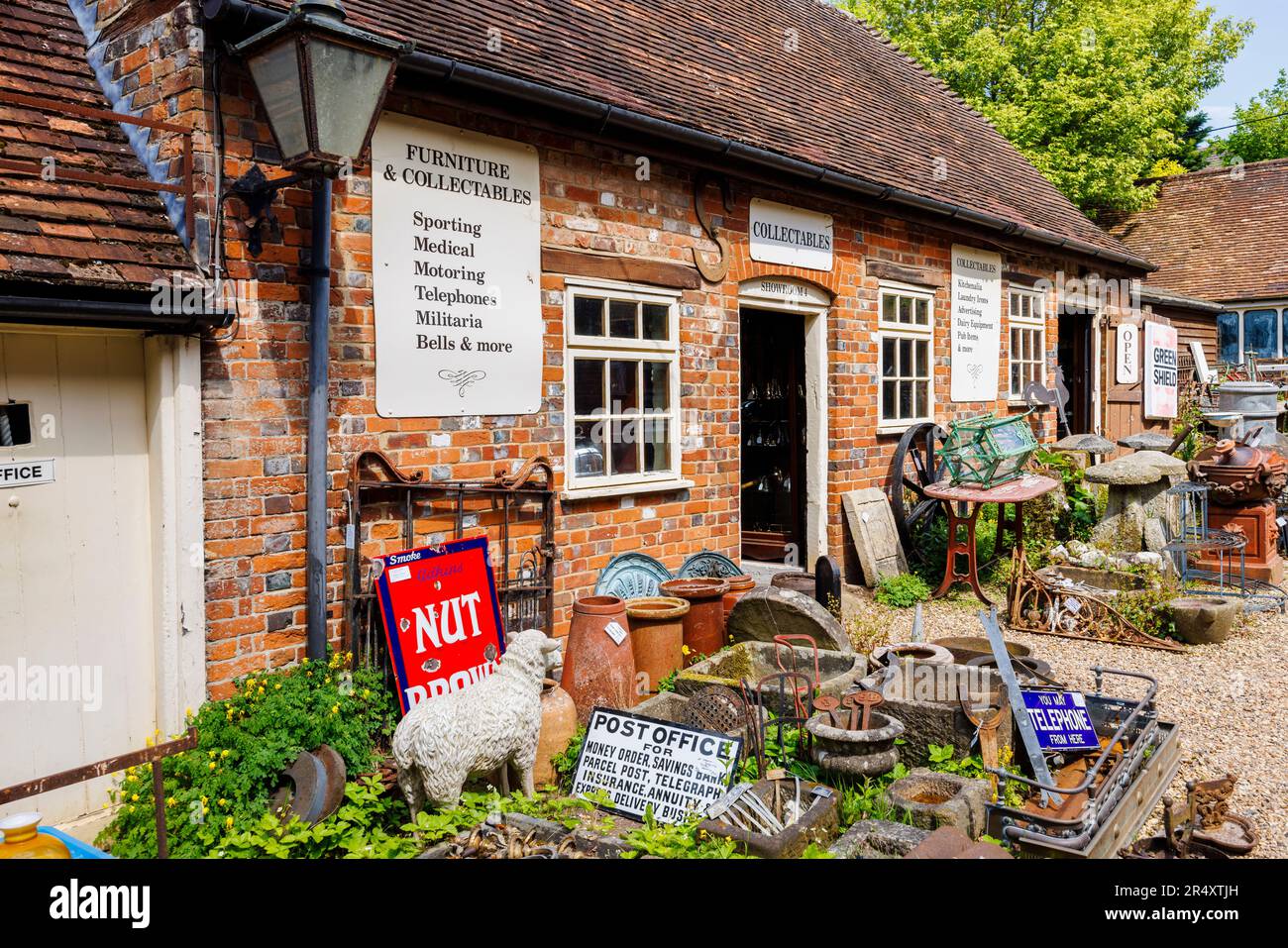 Antiques displayed outside Below Stairs antique shop in Hungerford, a ...