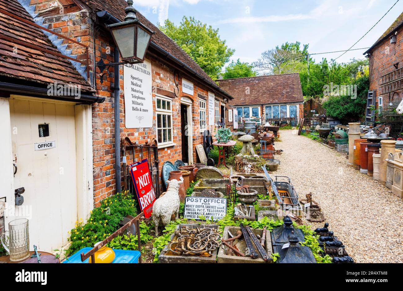 Antiques displayed outside Below Stairs antique shop in Hungerford, a ...