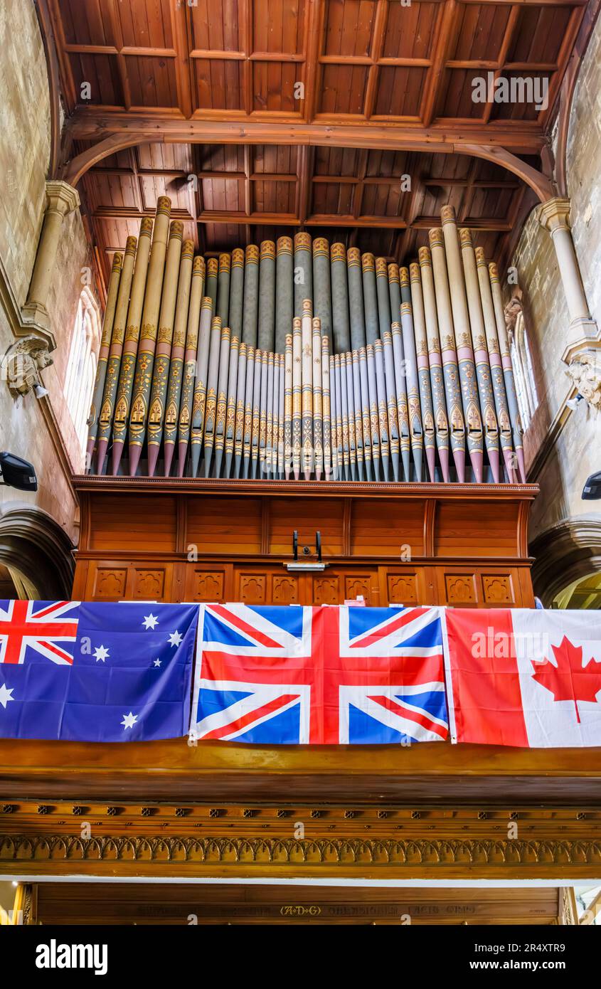 A beautiful organ with pipes in St Lawrence Church in Hungerford, a ...