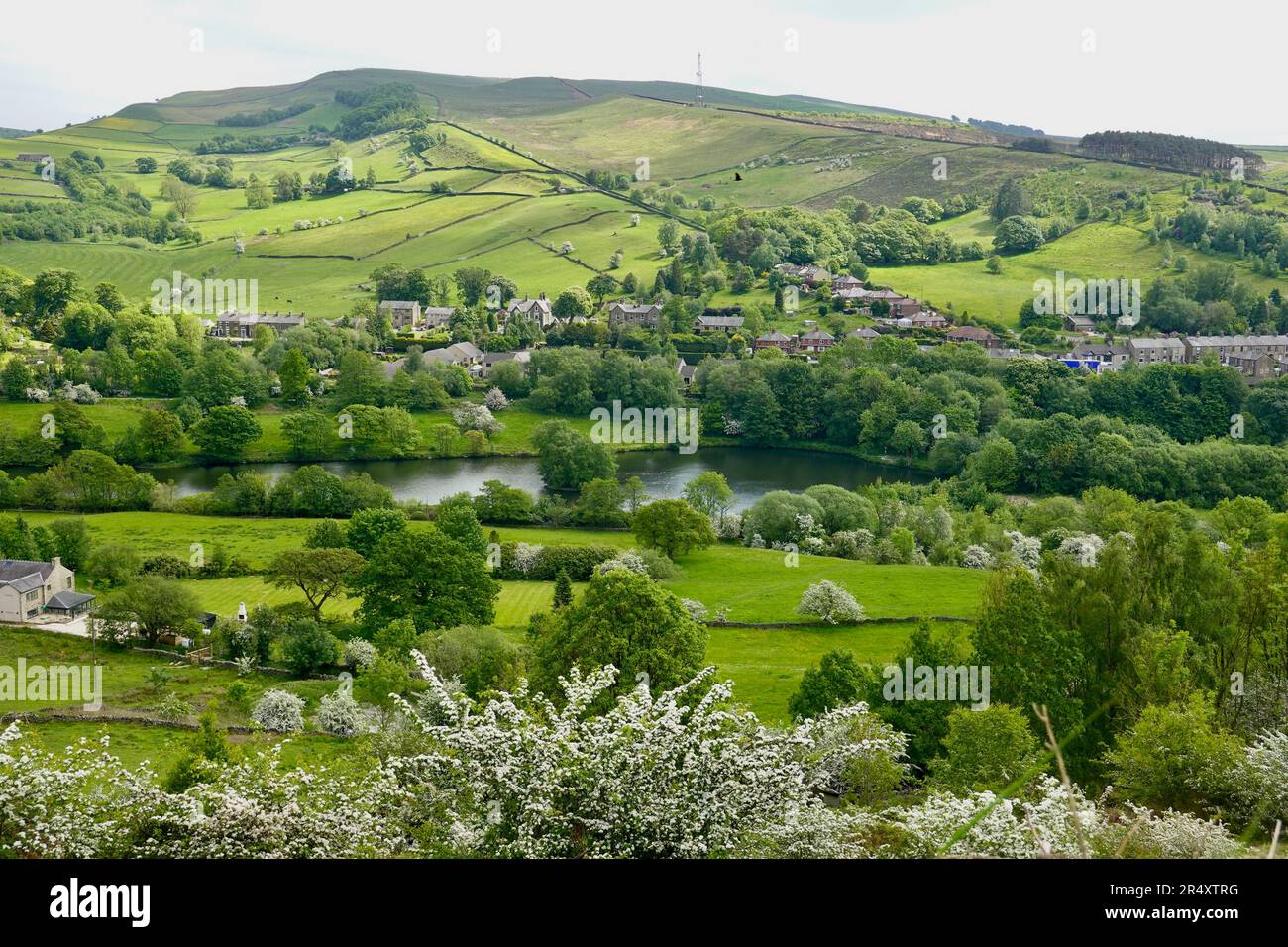 Birch Vale, Derbyshire seen from Sitch Lane Stock Photo - Alamy