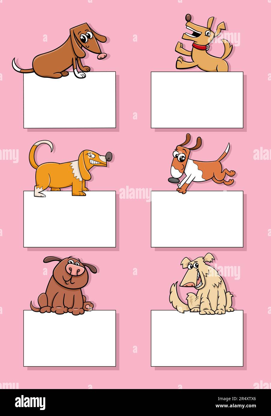 Cartoon illustration of dogs and puppies animal characters with blank ...