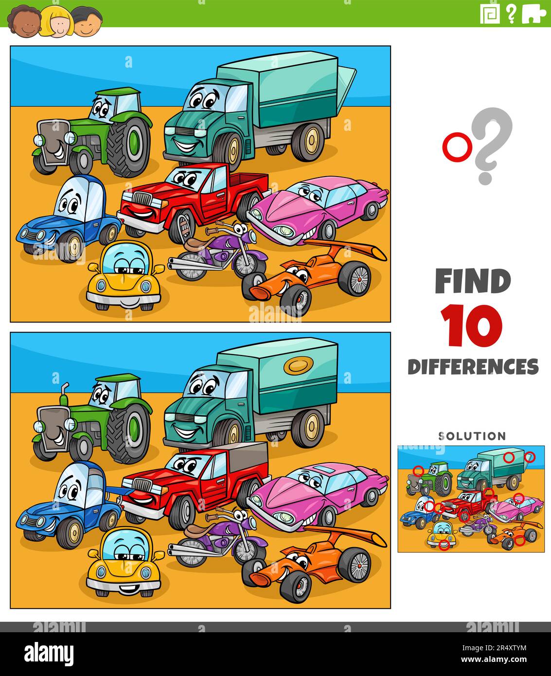 Cartoon illustration of finding the differences between pictures ...