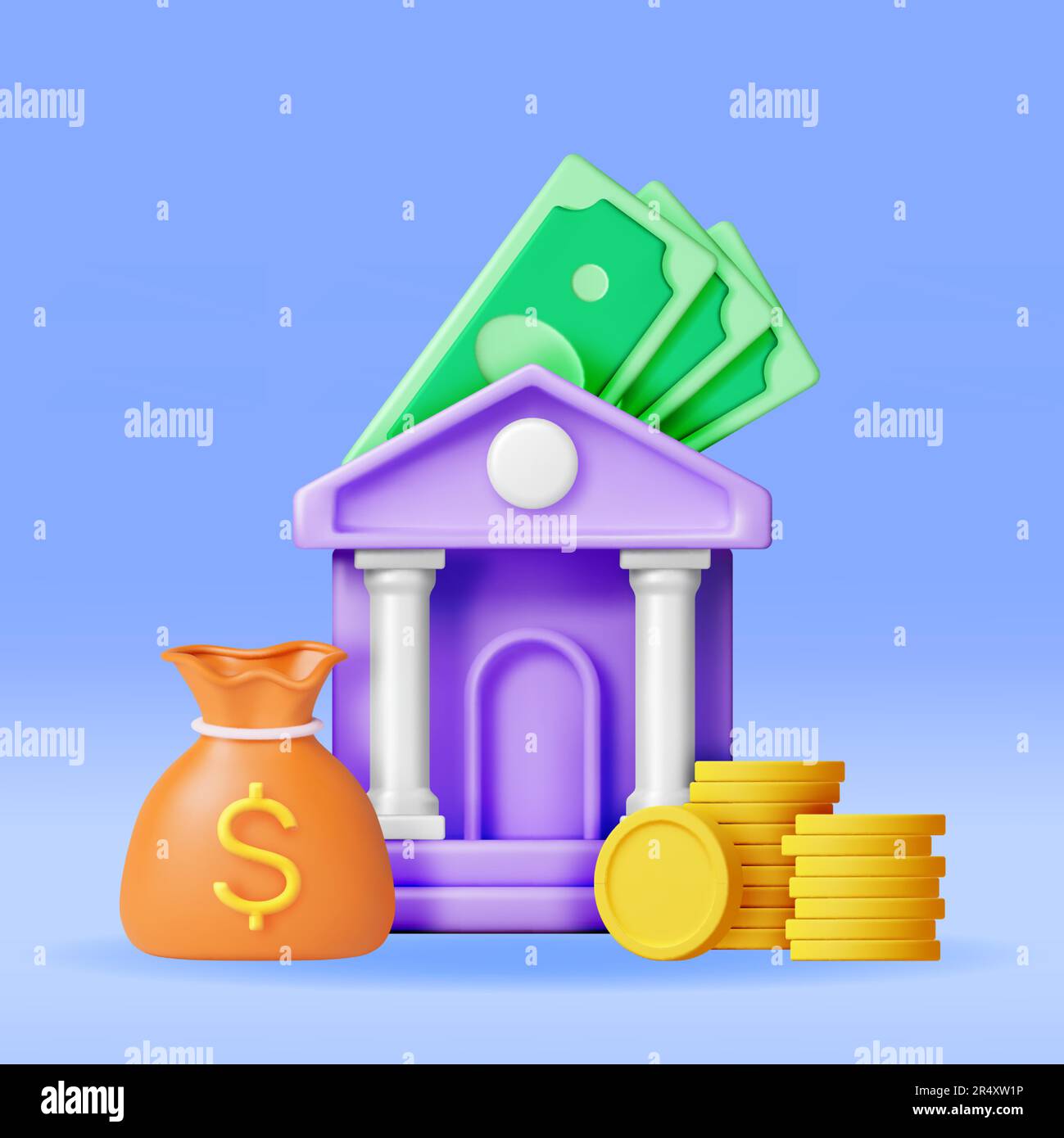 3D Bank Building and Cash Money Stock Vector Image & Art - Alamy