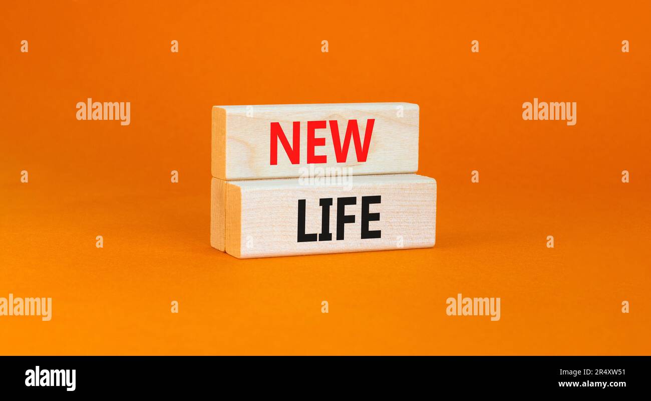 New life symbol. Concept words New life on wooden blocks on a beautiful ...
