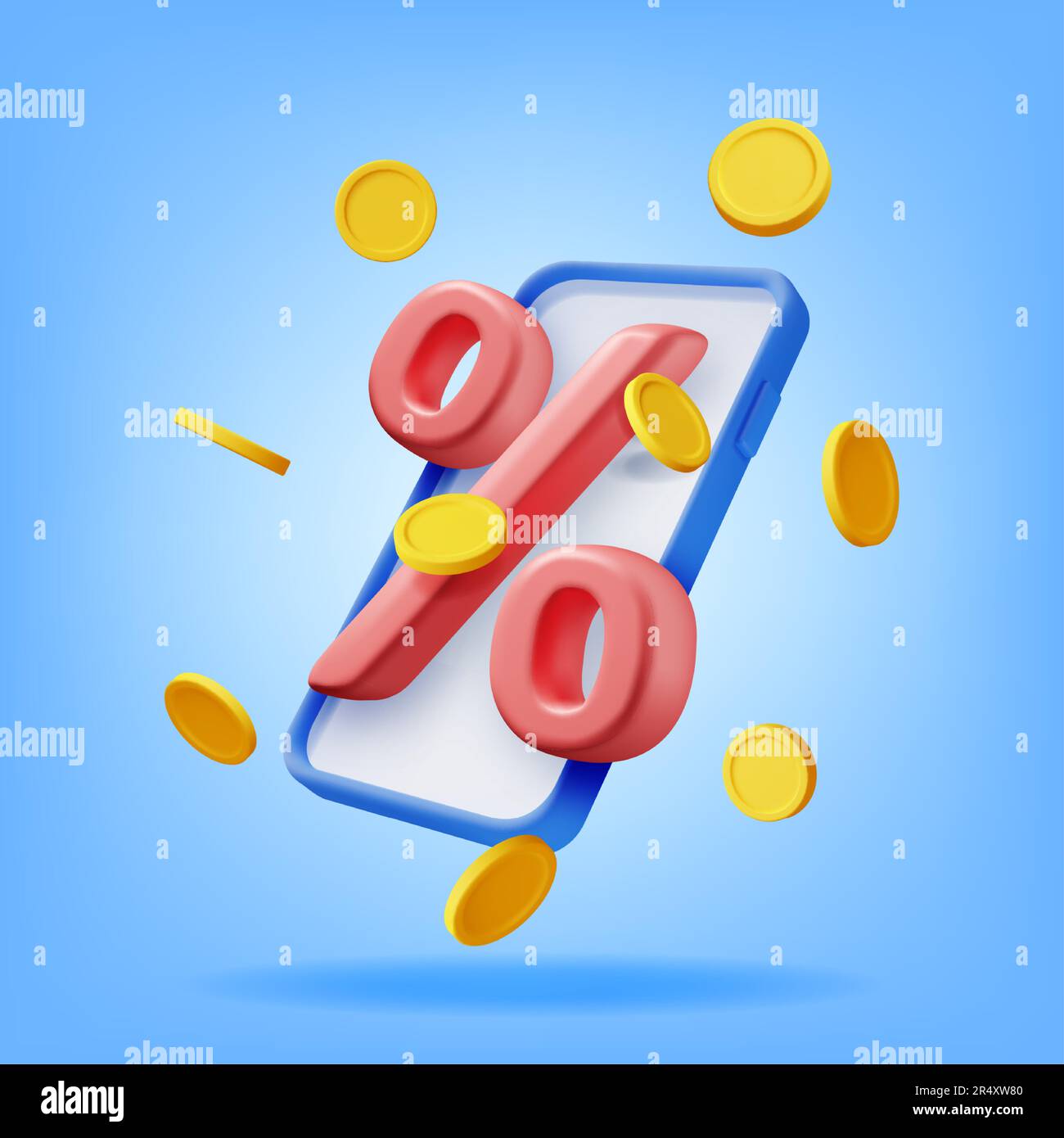 3D Percent Sign Icon with Coins in Smartphone Stock Vector Image & Art ...