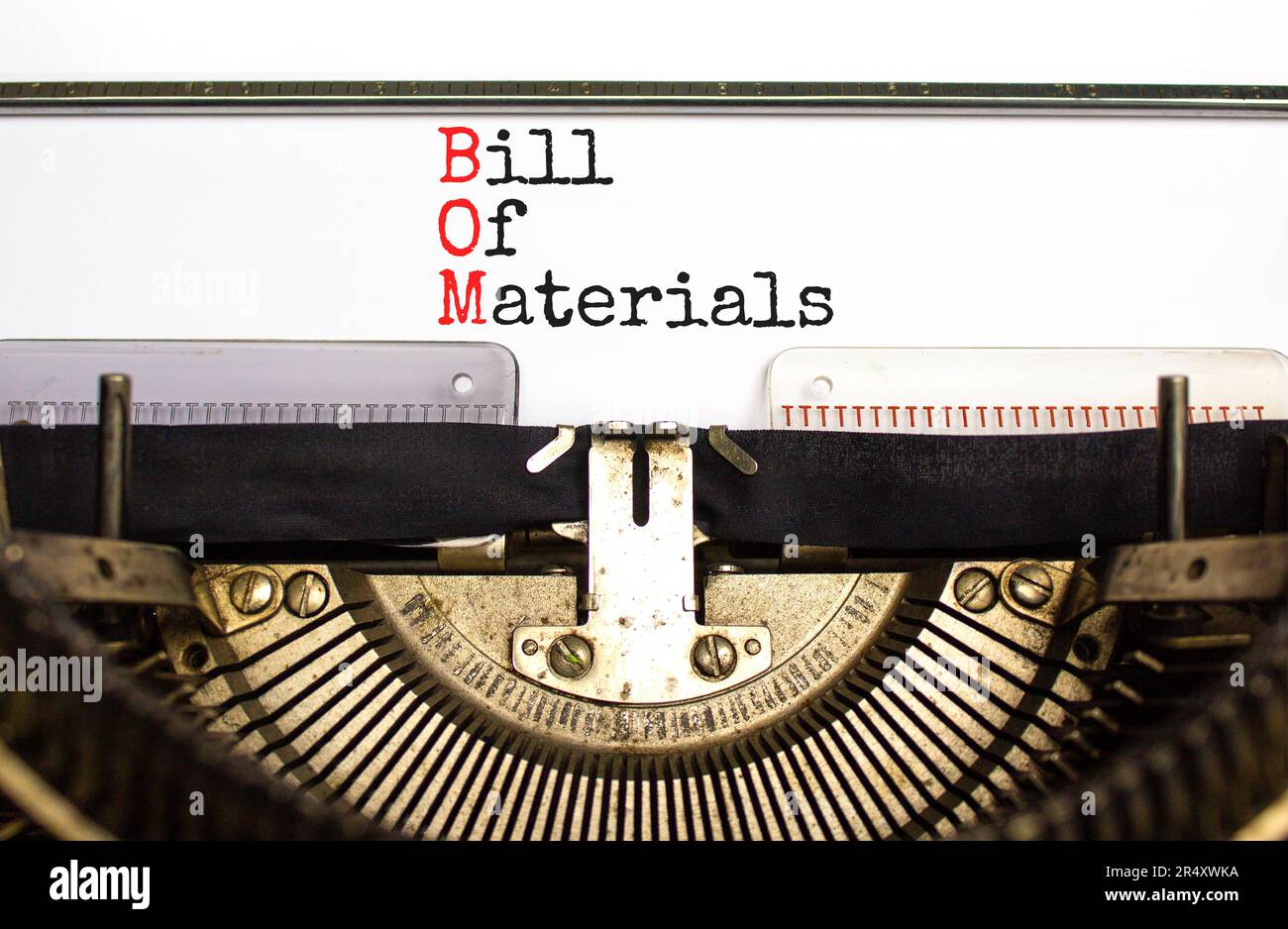 BOM bill of materials symbol. Concept words BOM bill of materials typed ...