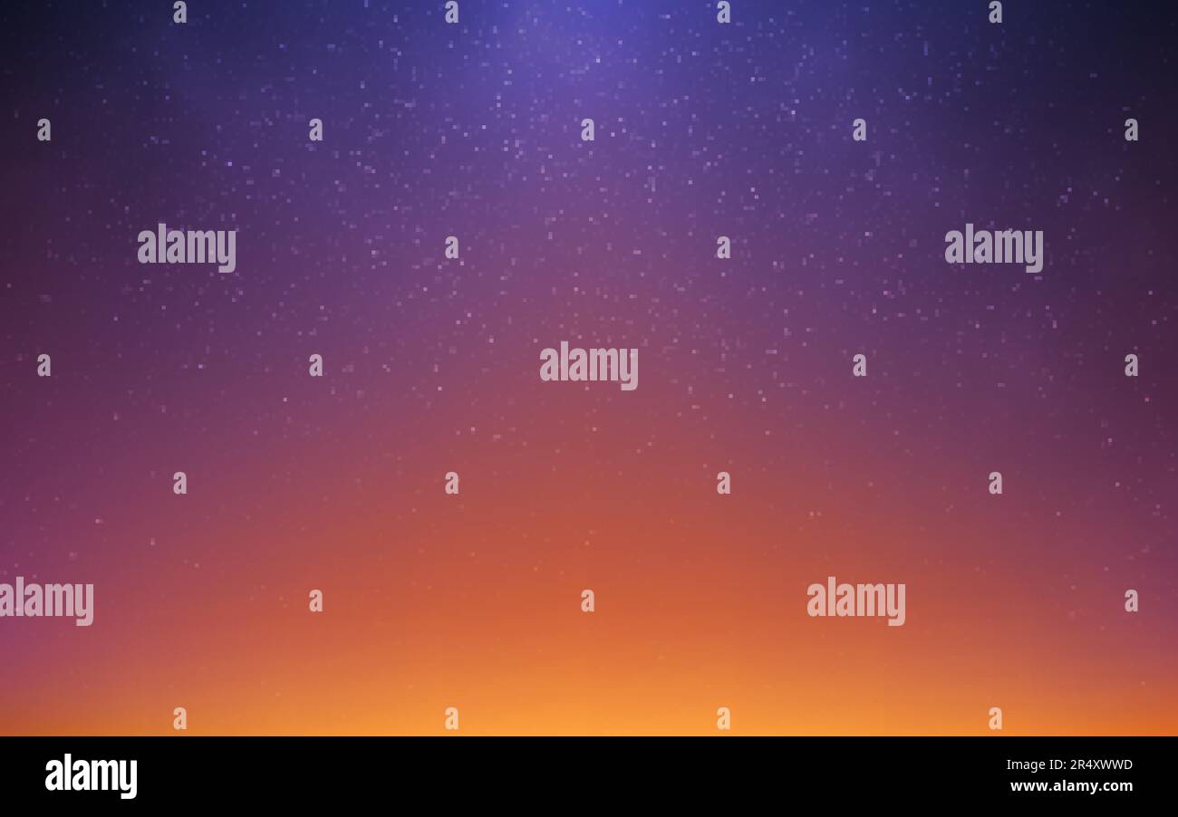 Sunset stars. Realistic orange gradient with starlight effect. Starry ...