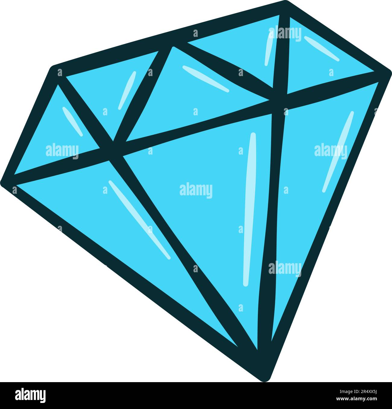 Blue diamond. Cartoon. Vector illustration. Isolated on white ...