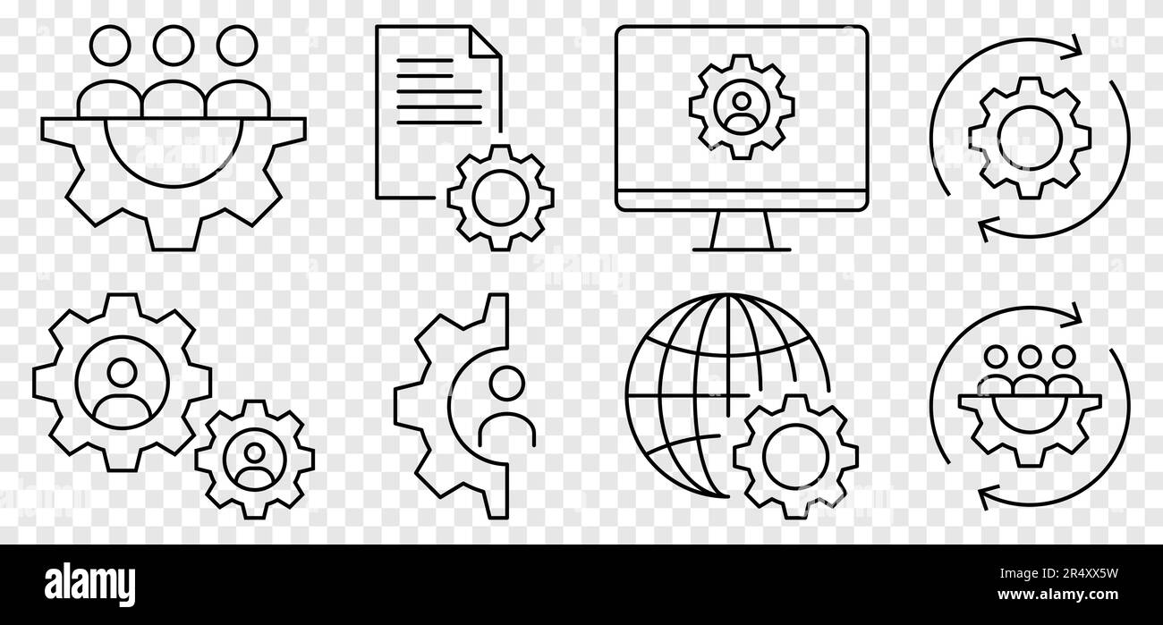 Process line icons. Vector illustration isolated on transparent ...