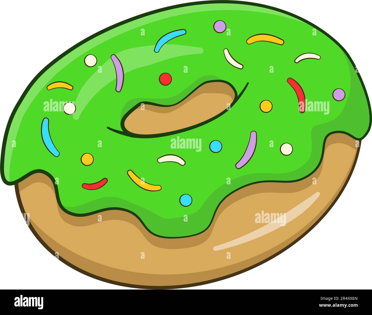 Green donut. Cartoon. Vector illustration. Isolated on white background ...