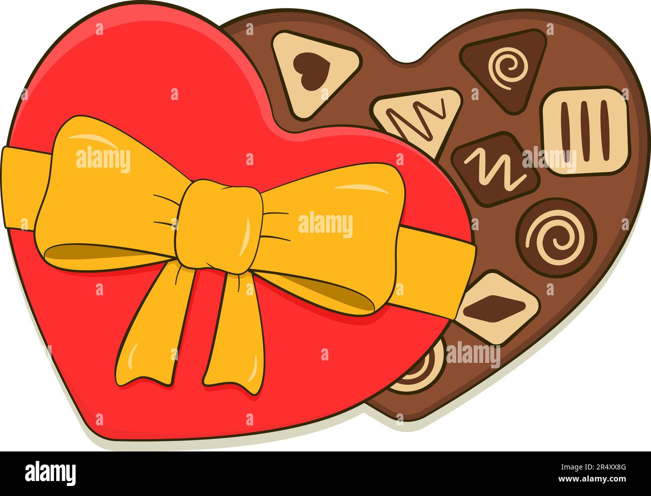 Chocolate candy heart box. Cartoon. Vector illustration. Isolated on ...
