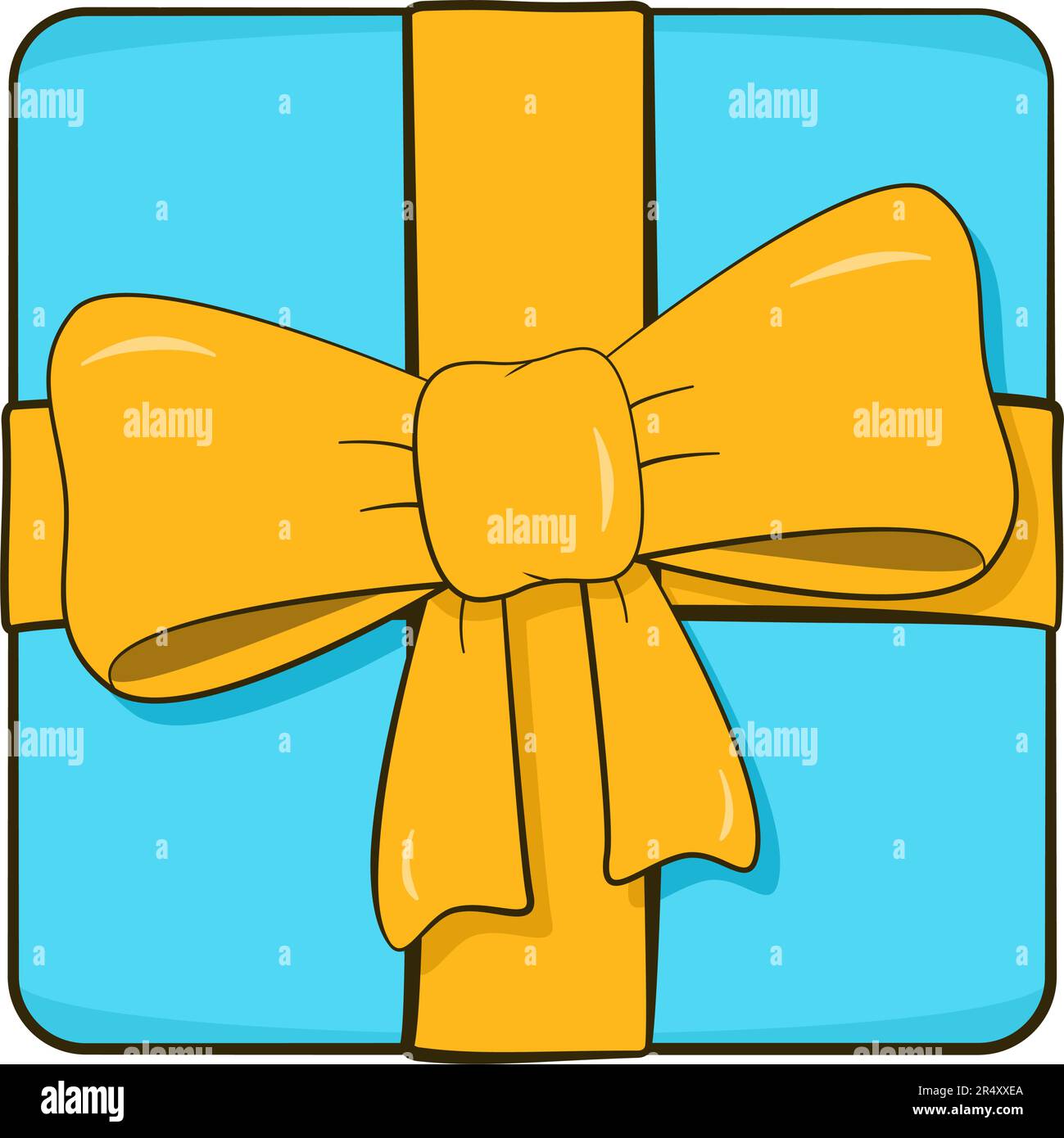 Gift box with bow and ribbon. Cartoon. Vector illustration. Isolated on ...
