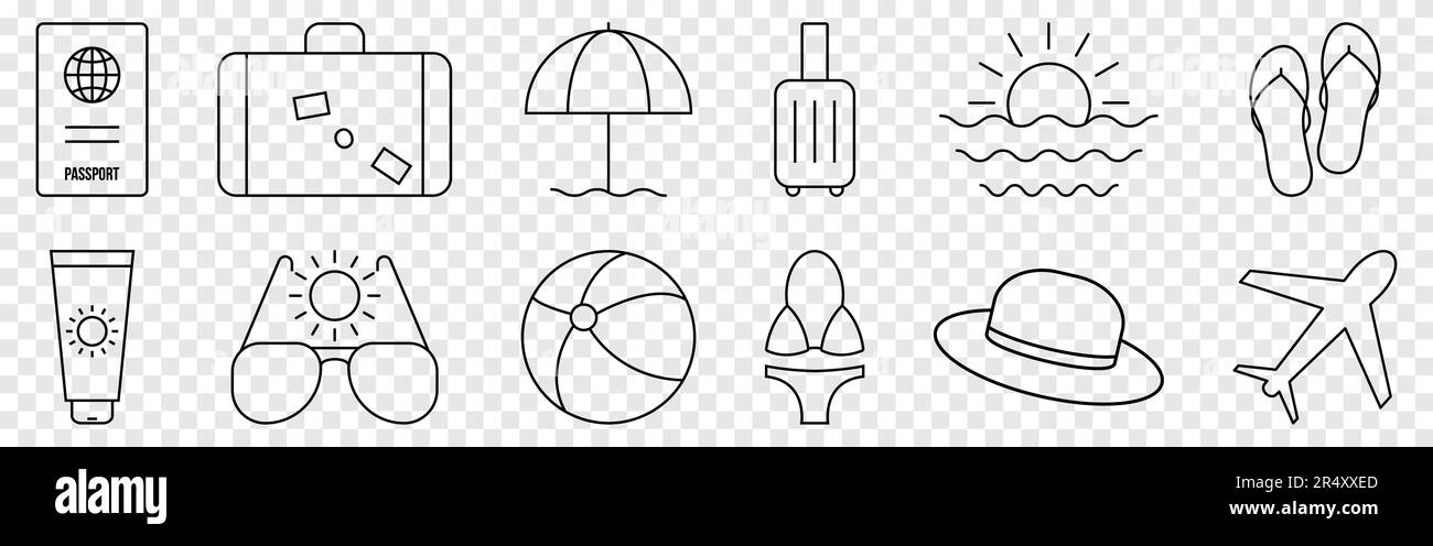 Set of travel icons. Contains such icons as passport, luggage, plane ...