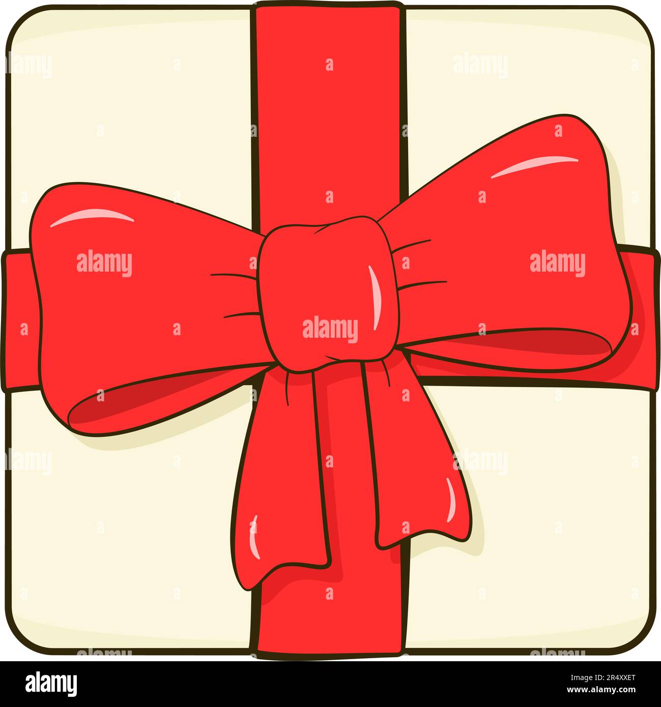 Gift box with bow and ribbon. Cartoon. Vector illustration. Isolated on ...