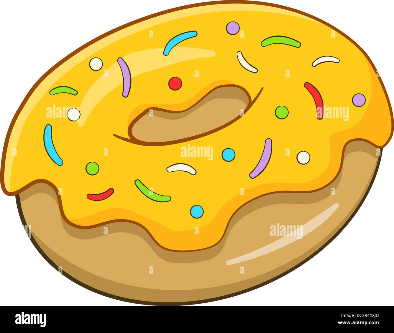 Yellow donut. Cartoon. Vector illustration. Isolated on white ...