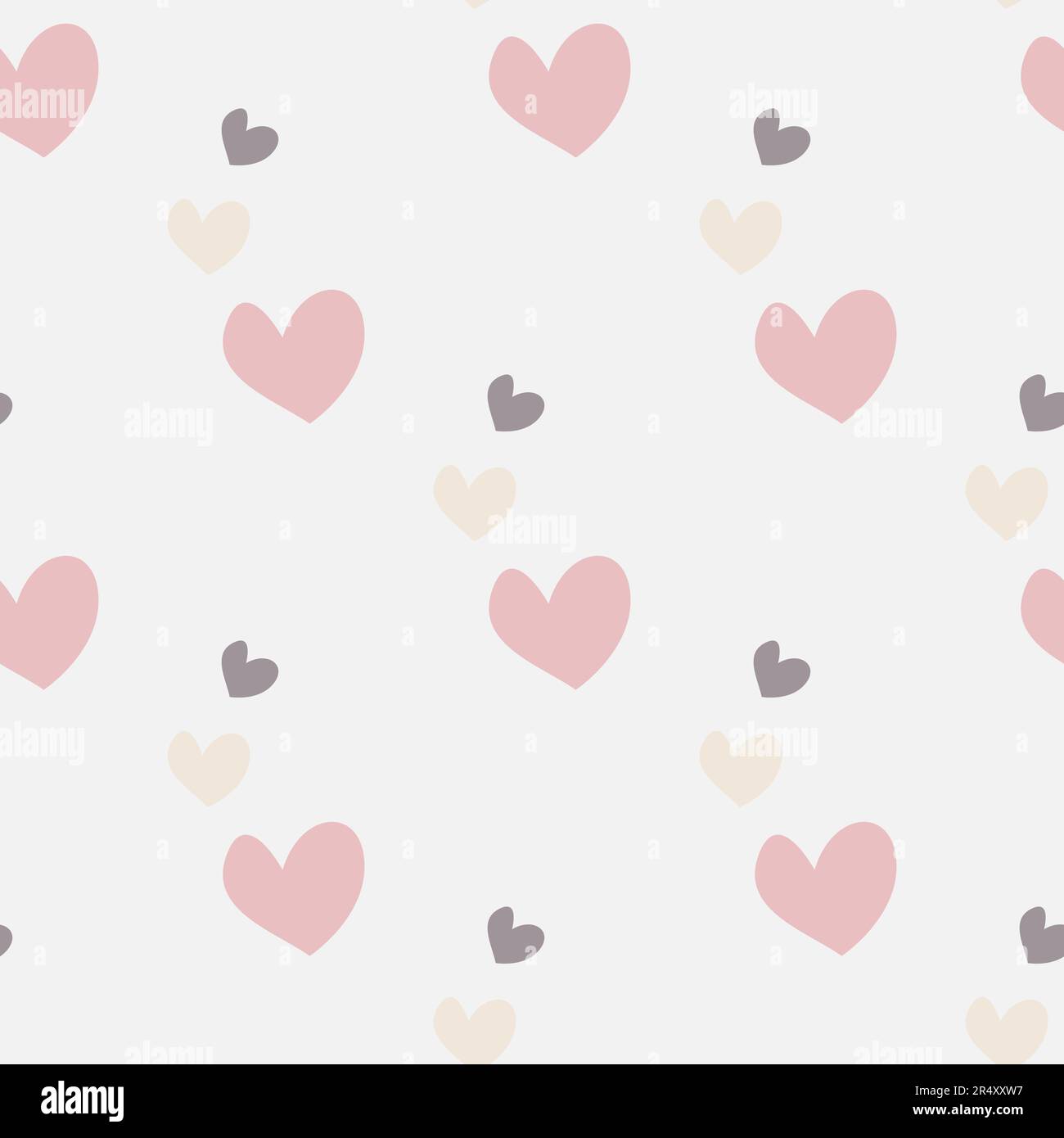 Seamless pattern with hearts shape in pastel pink color on white ...