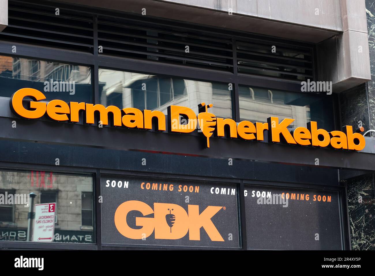 Signage announcing German Doner Kebab in Midtown Manhattan, a fast food ...