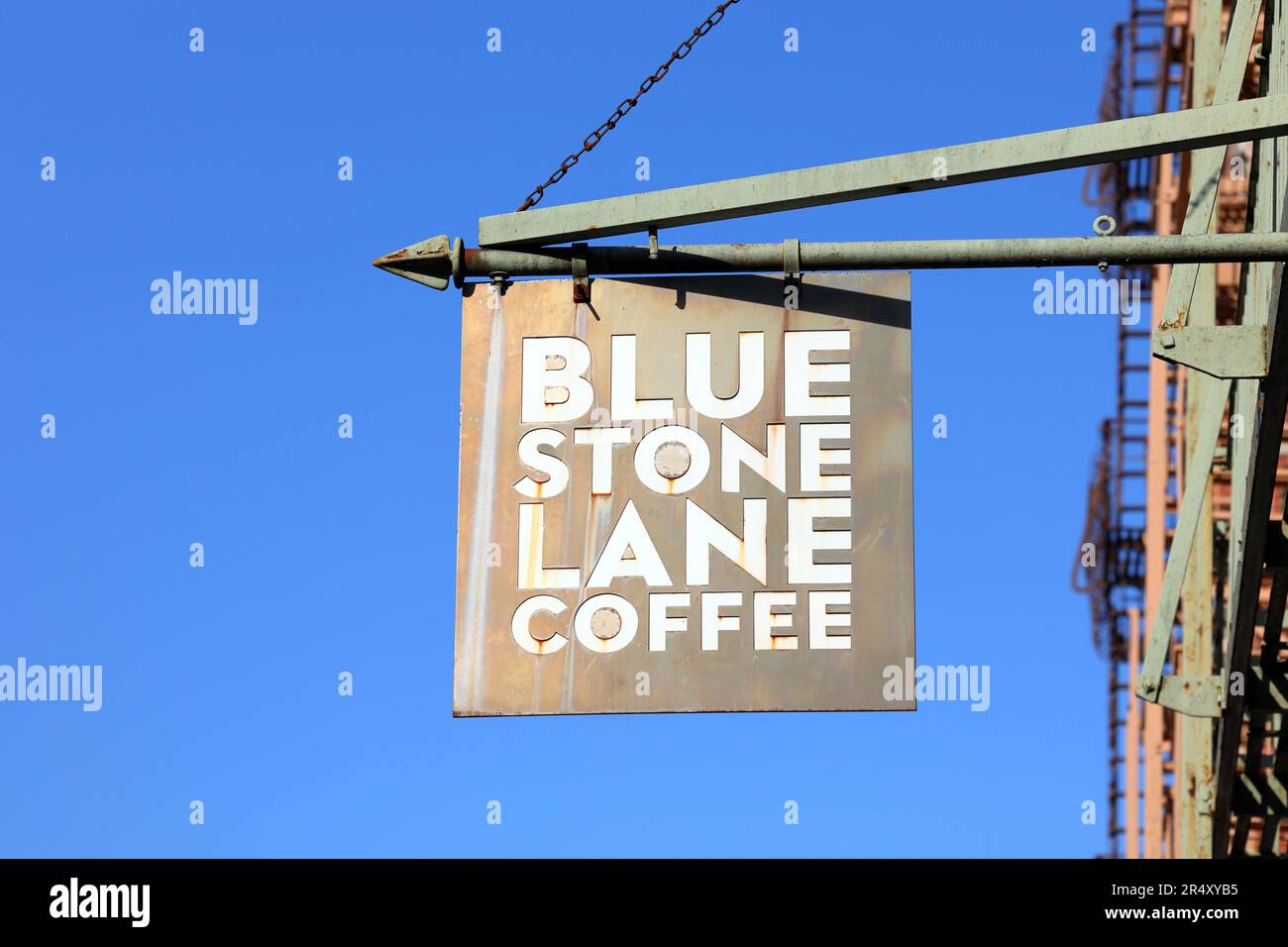 Signage for a Bluestone Lane Coffee Shop in New York Stock Photo - Alamy