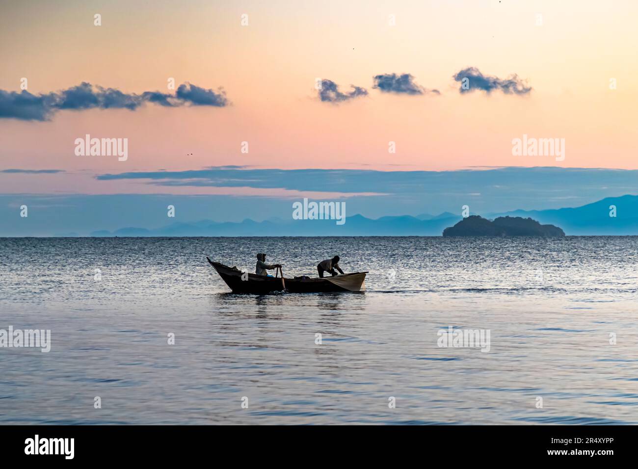 Fishermen on Lake Malawi. The inland lake is the third largest lake in ...