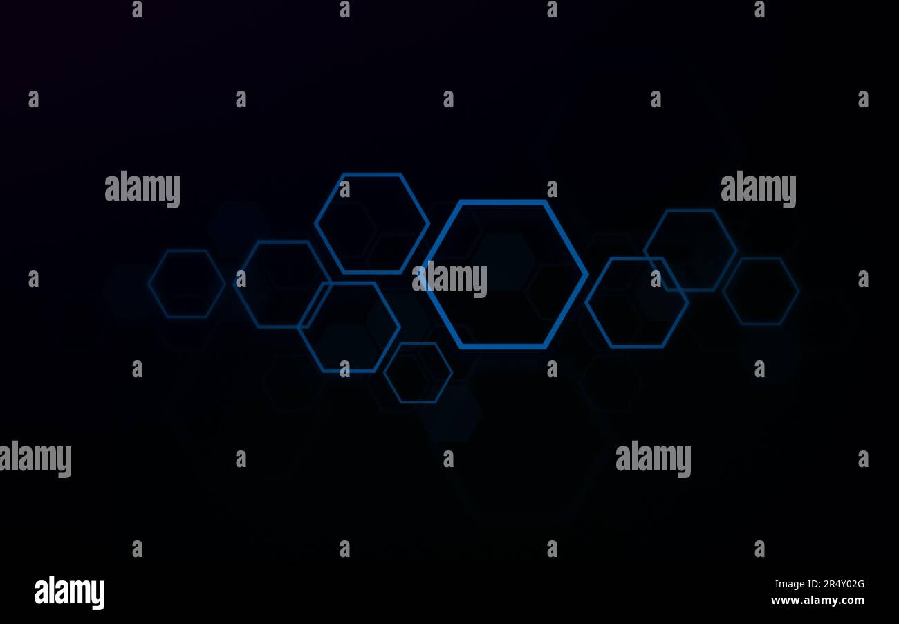 Layered blue hexagon patterns, beehive honeycomb design on blurry dark ...