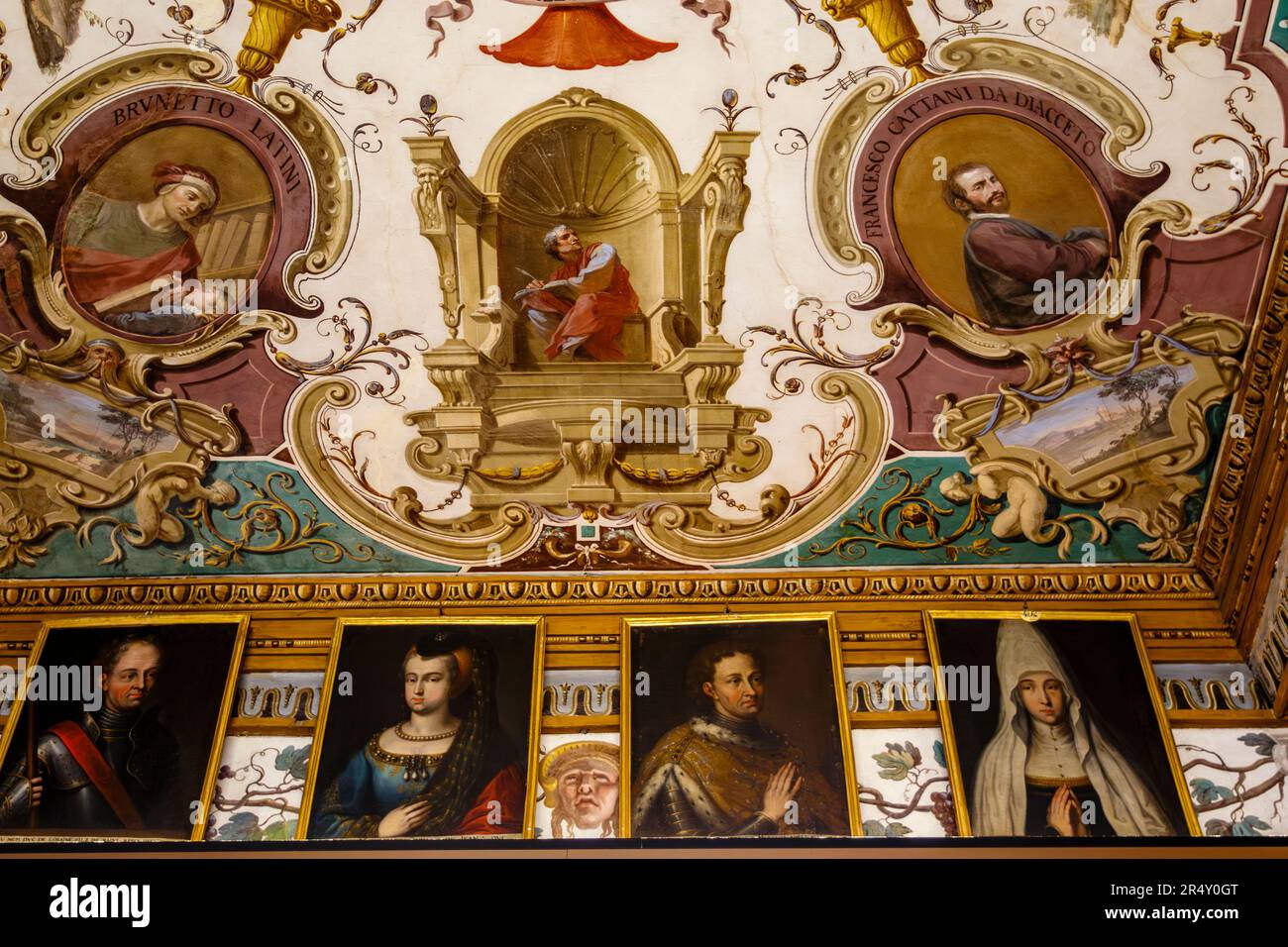 Rich decorated interior of the Uffizi Gallery in Florence, Italy ...