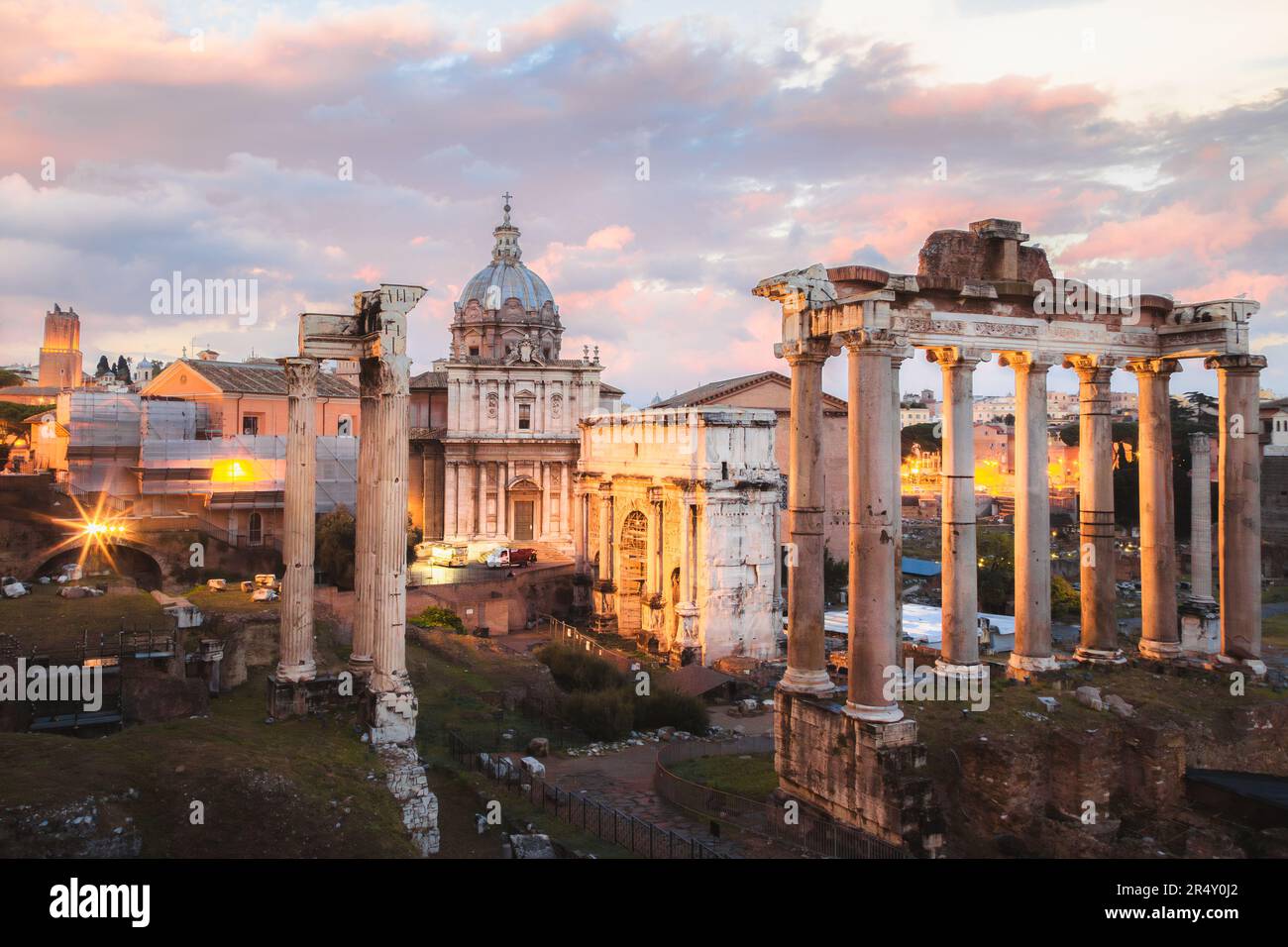 Sunset or sunrise view from Campidoglio and of the classical ...