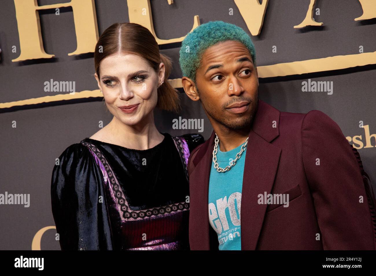 Lucy Boynton and Kelvin Harrison Jr pose for photographers upon arrival ...