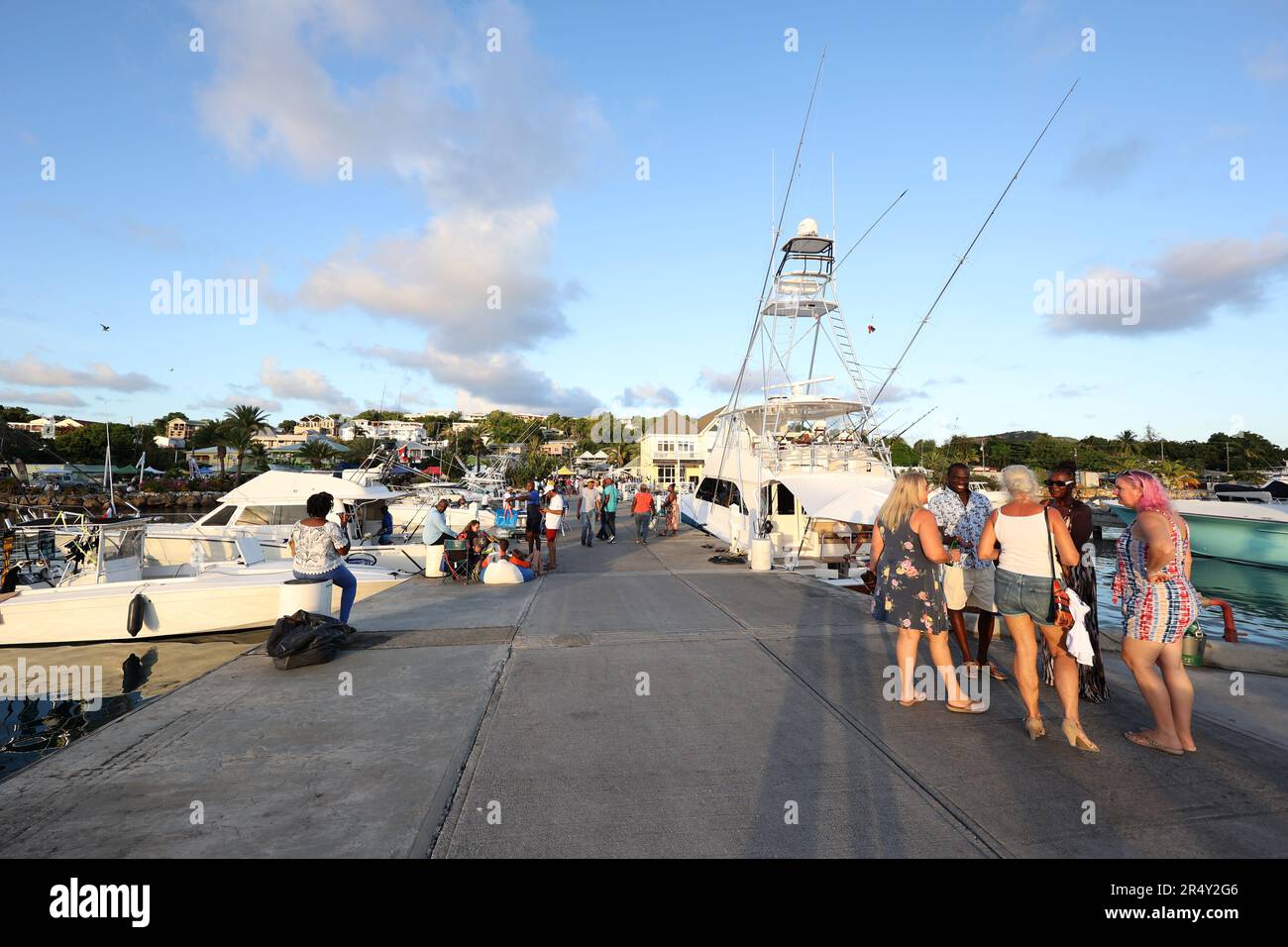 General View of people on the quayside at Falmouth Harbour Marina as ...