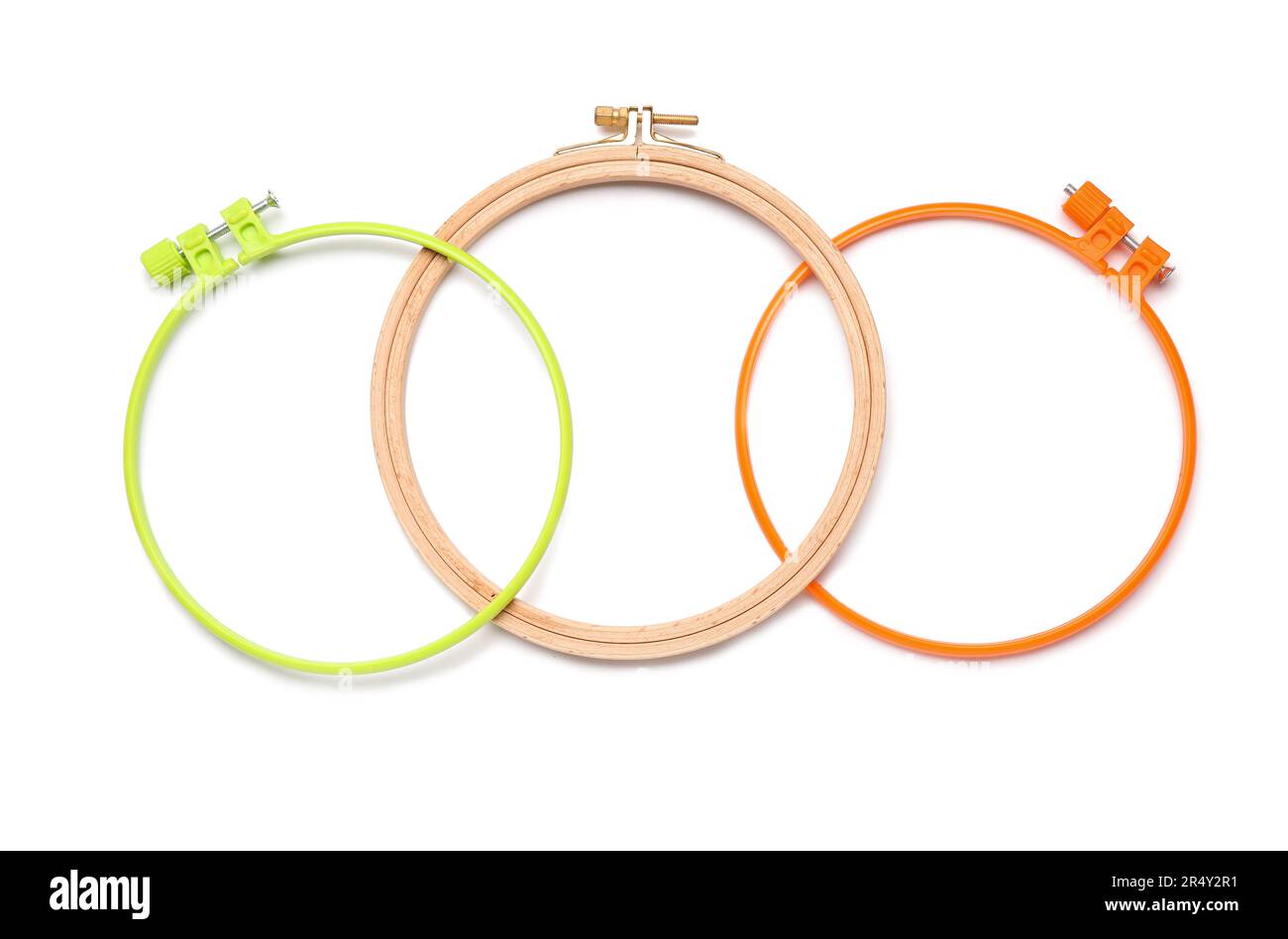 Different embroidery hoops isolated on white background Stock Photo - Alamy