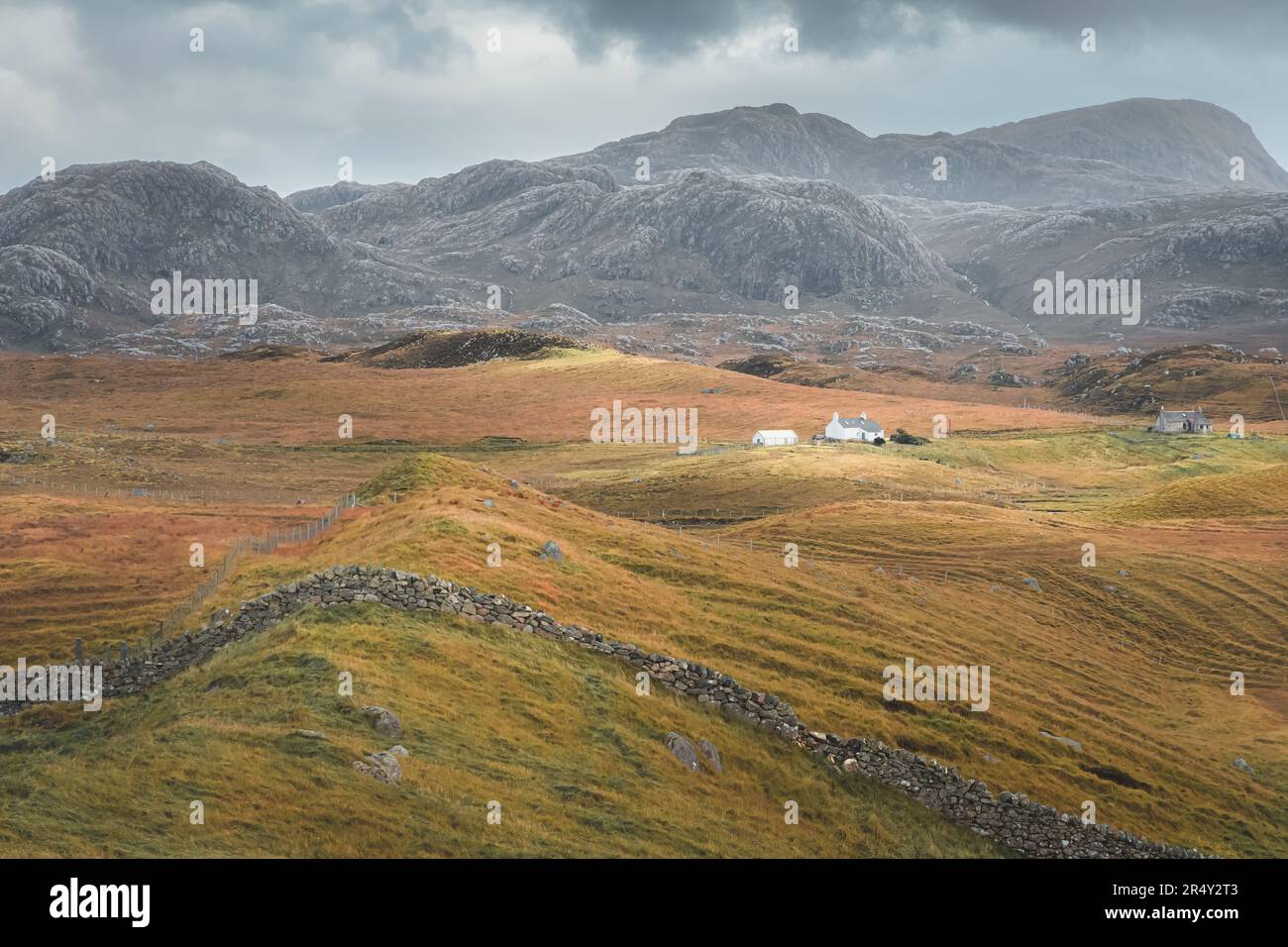 Dramatic, moody and rugged Scottish Highlands landscape with remote ...