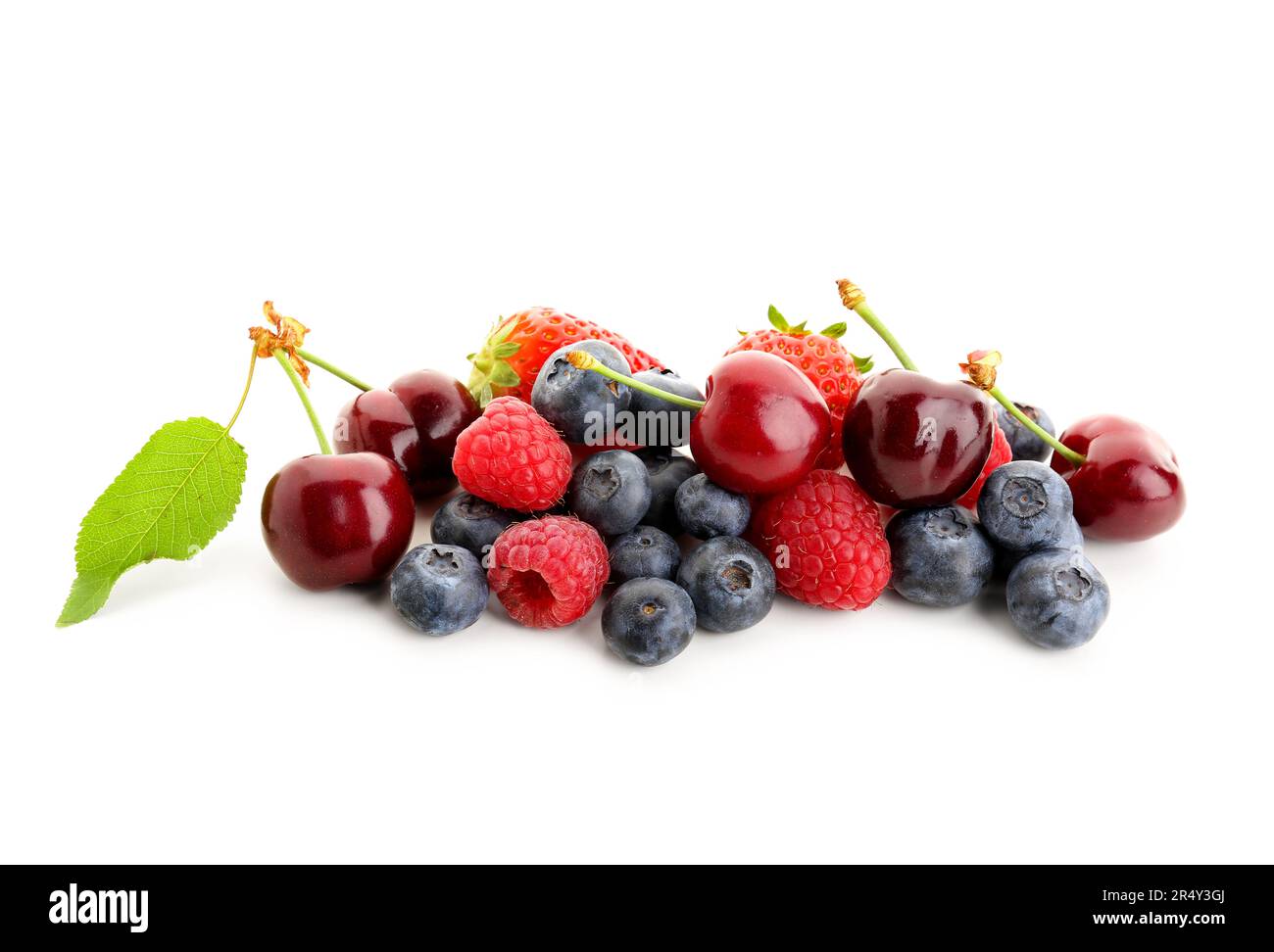 Different fresh ripe berries on white background Stock Photo - Alamy